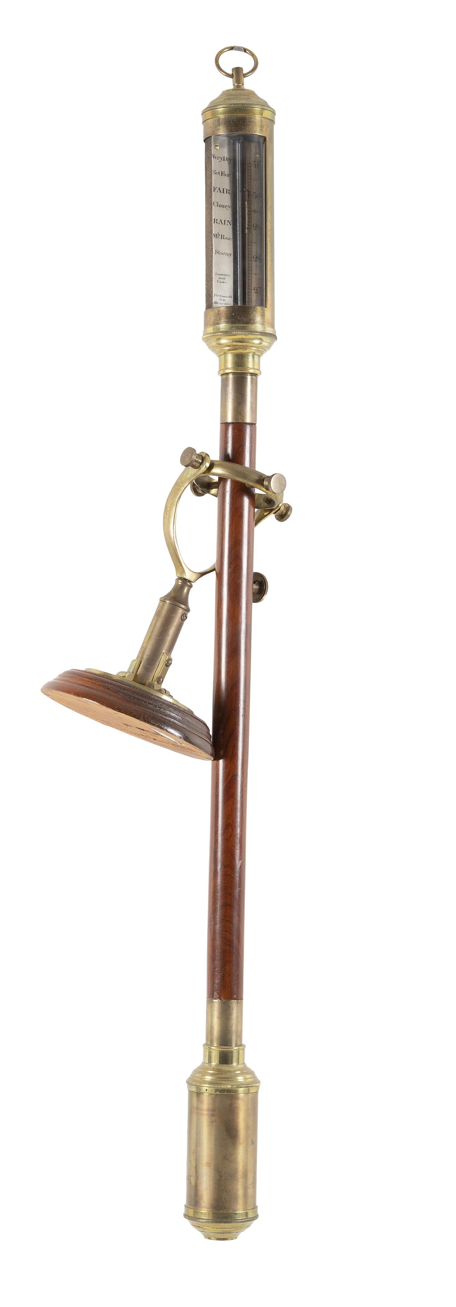 Lot - SAUNDERS & COOKE GIMBALED STICK BAROMETER Brass and mahogany ...