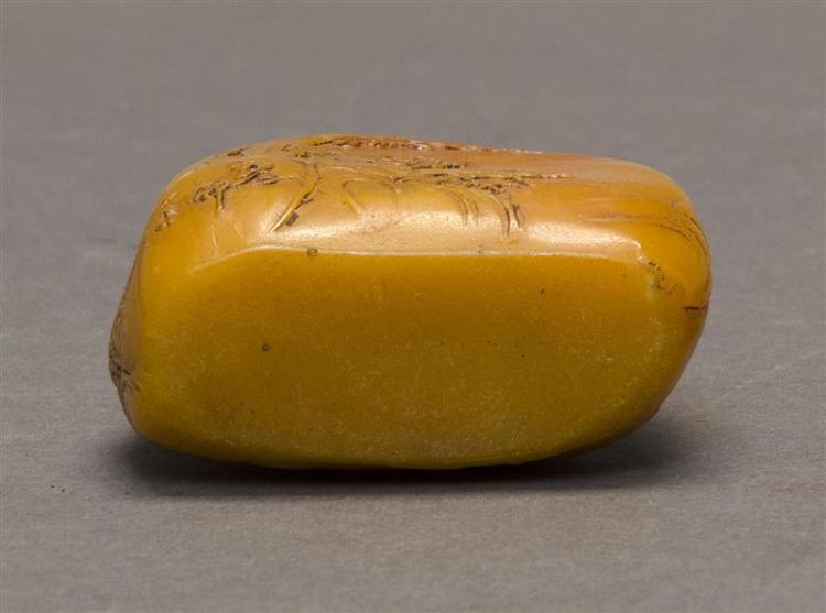 Lot - YELLOW SOAPSTONE MINIATURE MOUNTAIN With relief depiction of two ...