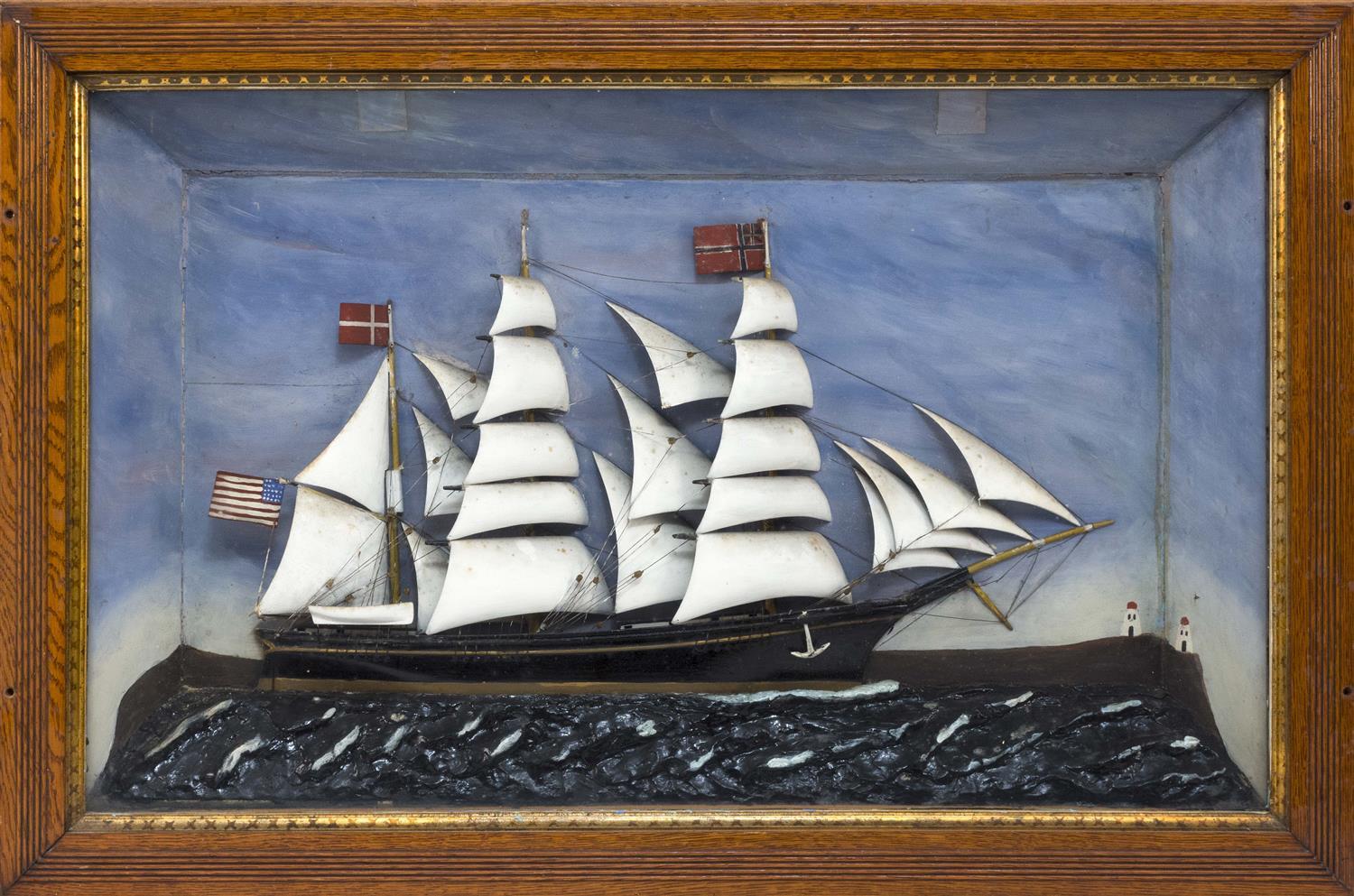 Lot - SHADOW BOX MODEL OF AN AMERICAN CLIPPER SHIP HEADED TO NORWAY ...