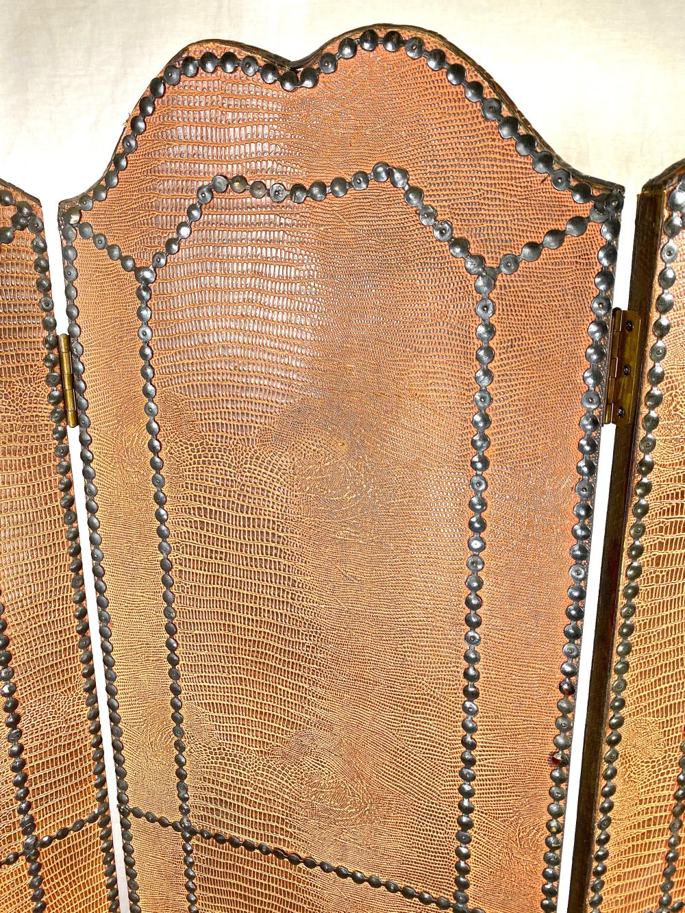 Sold Price: Arts & Crafts Leather, Wood and Nail Trim Screen - January ...