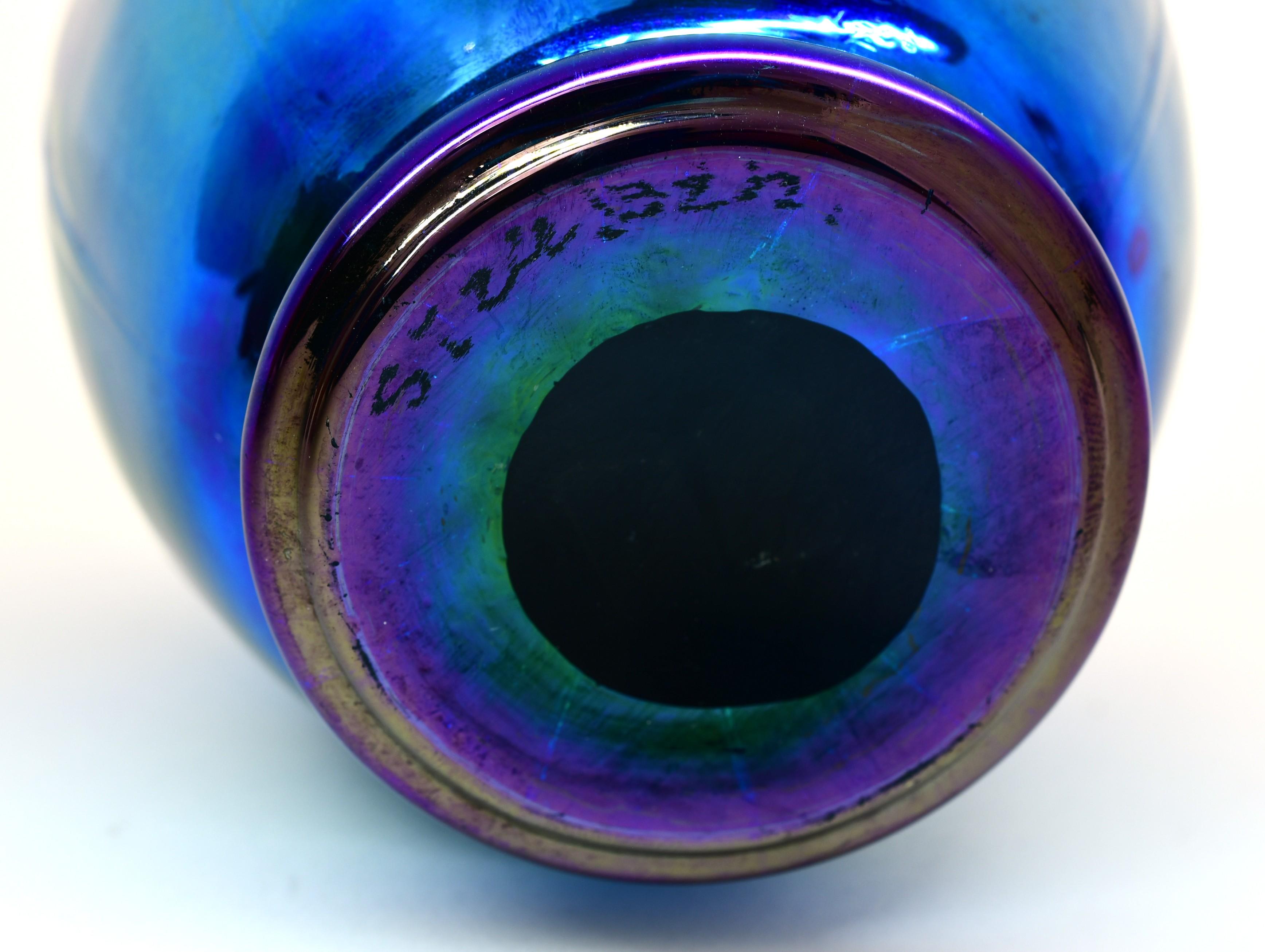 Lot - Steuben Blue Iridescent Glass Vase