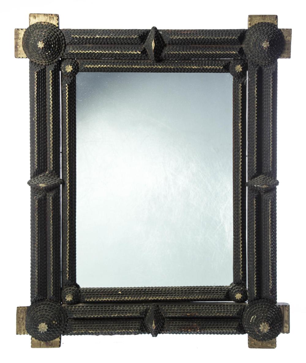 Sold at Auction: AMERICAN TRAMP ART MIRROR FRAME.