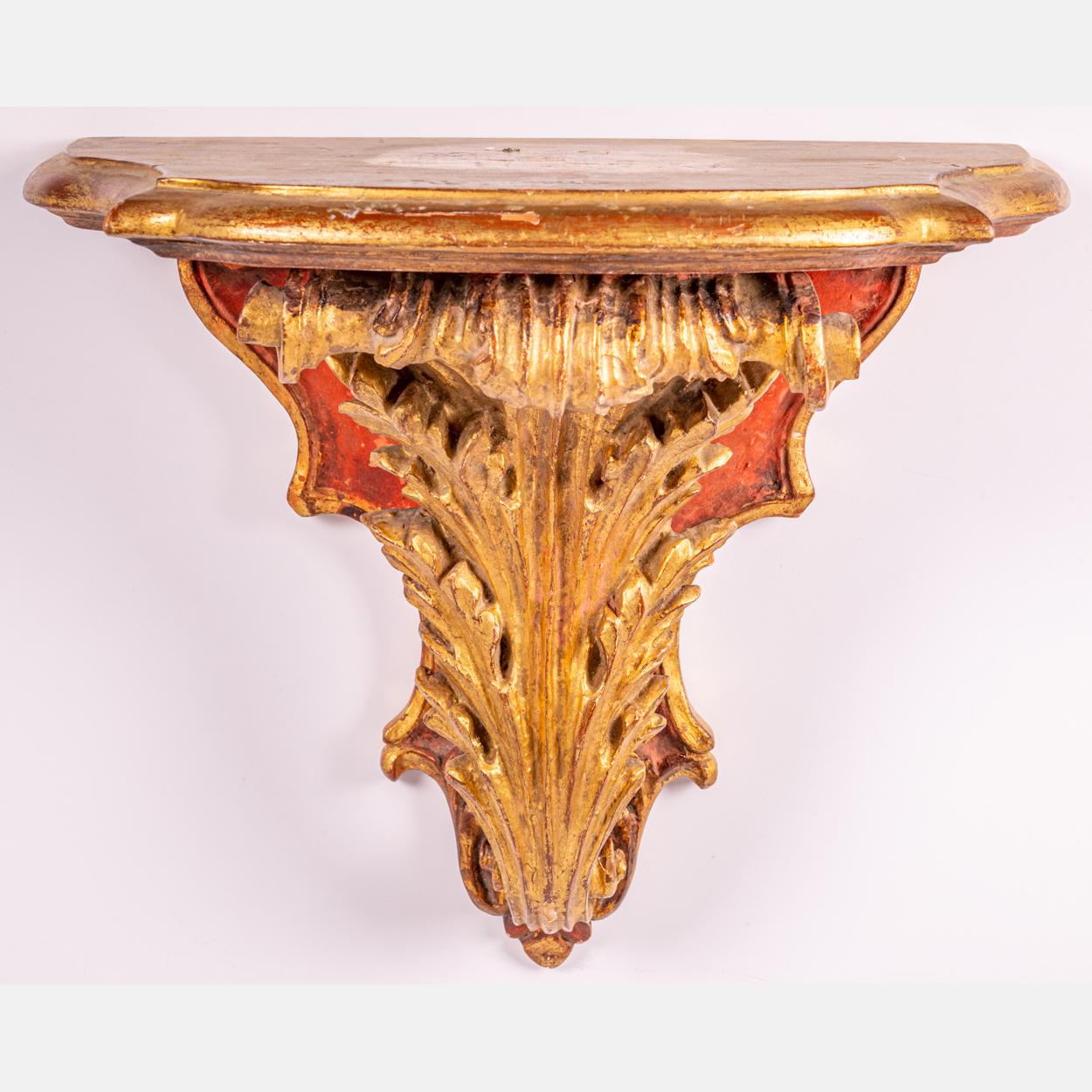 At Auction: ITALIAN GILT CARVED WOOD BRACKET SHELF