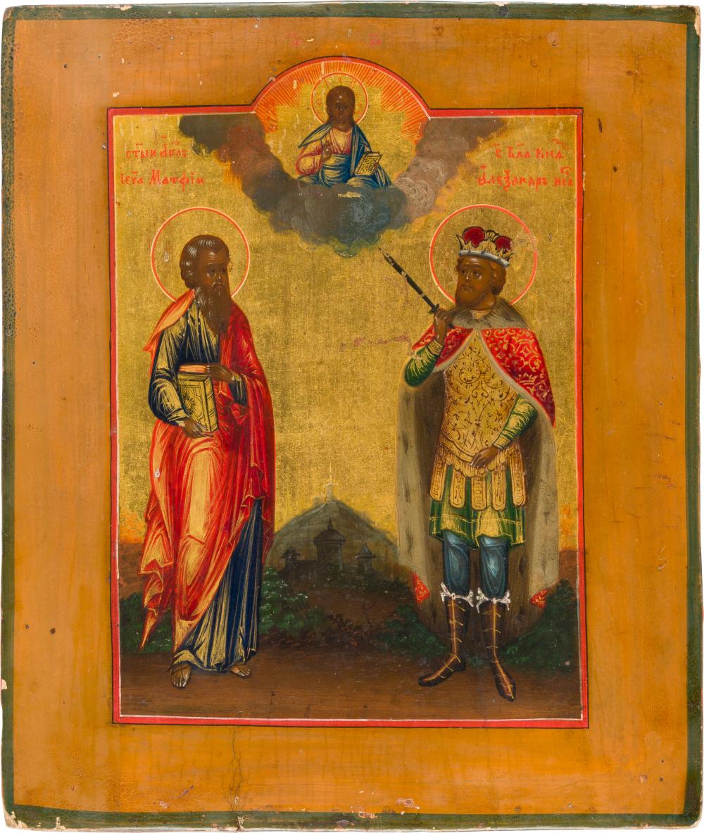 At Auction: A SMALL ICON SHOWING ST. MATTHEW THE EVANGELIST AND ST ...
