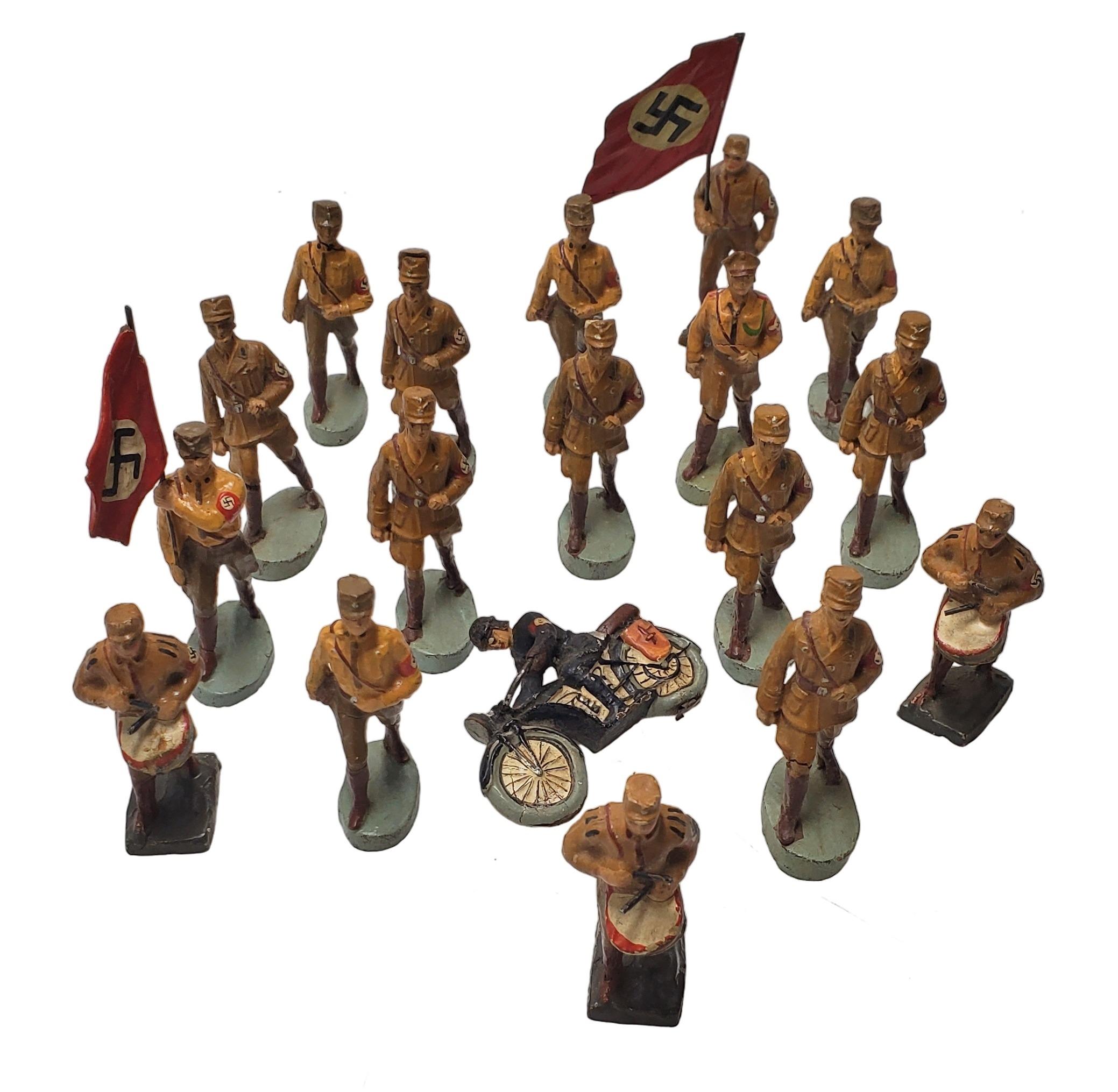 At Auction: German WWII Elastolin Toy Solider Military Figurine 18pc Set