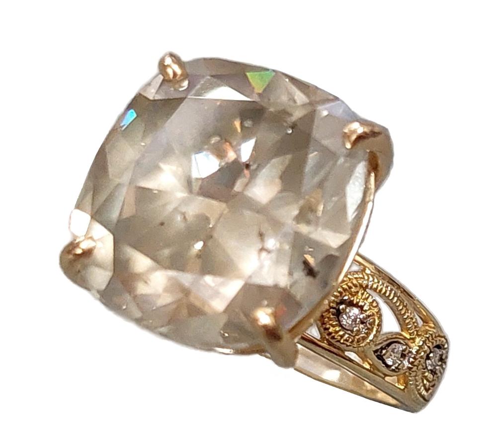 Lot - GIA 14.59ct Fancy Grey-Green Yellow Diamond Solitaire 14k Gold ...