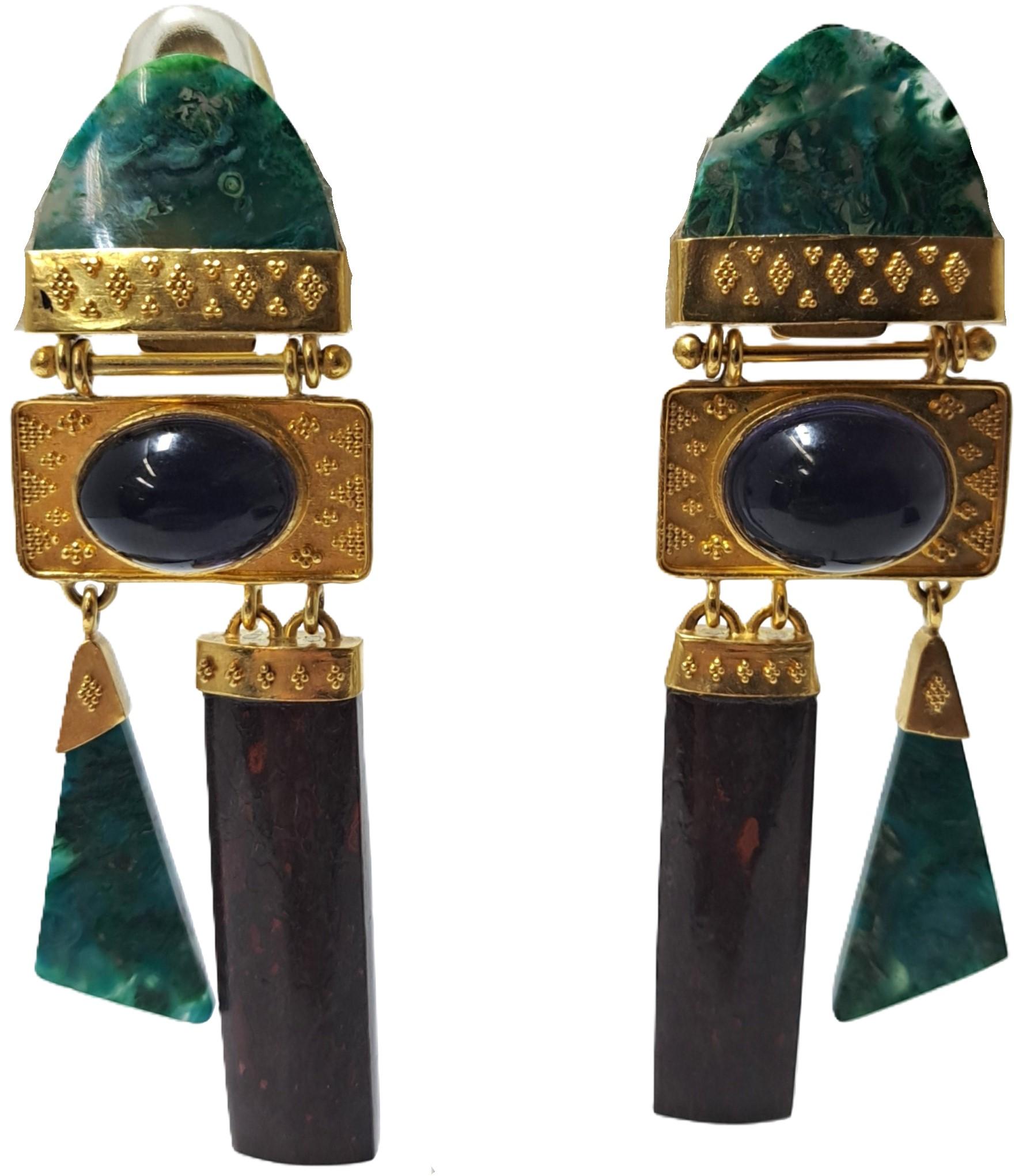 Lot - Luna Felix Signed 22K Yellow Gold Iolite Chrysocolla Reddish ...