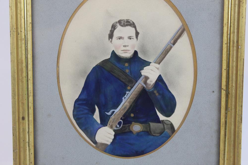 Lot - Civil War Hand Colored Portrait of Union Soldier
