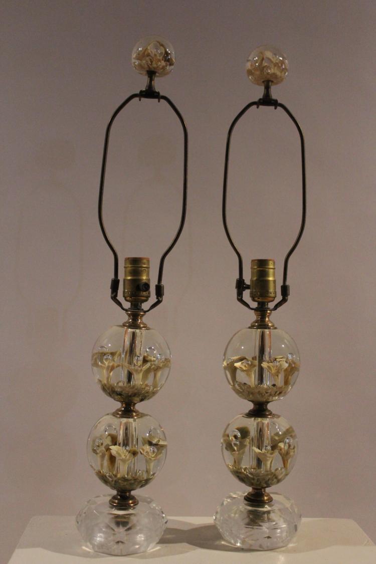 Lot - Pair of St. Clair Chocolate Glass 2-Weight Lamps