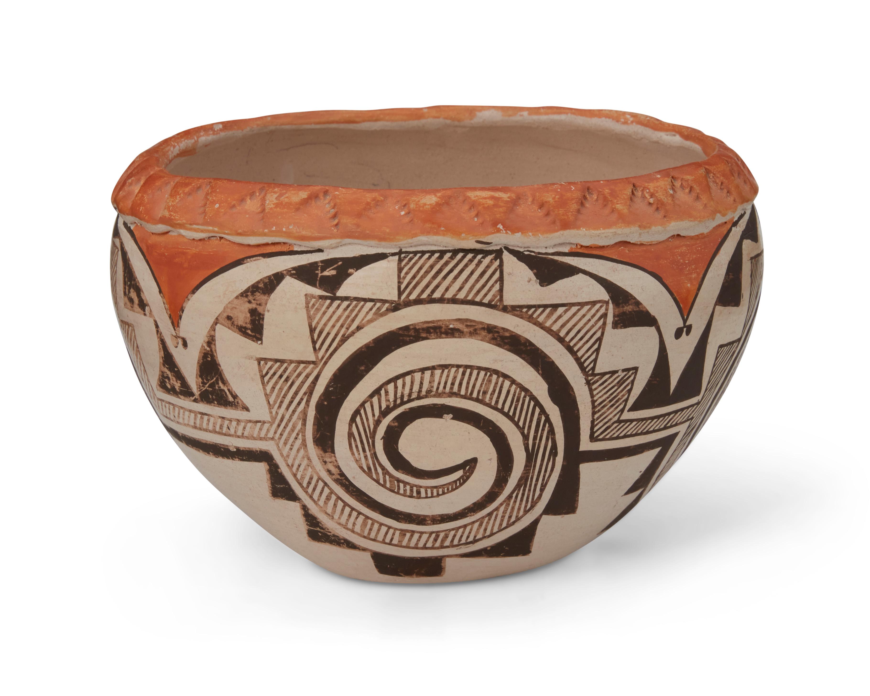 Lot - An Acoma Pueblo polychrome pottery bowl