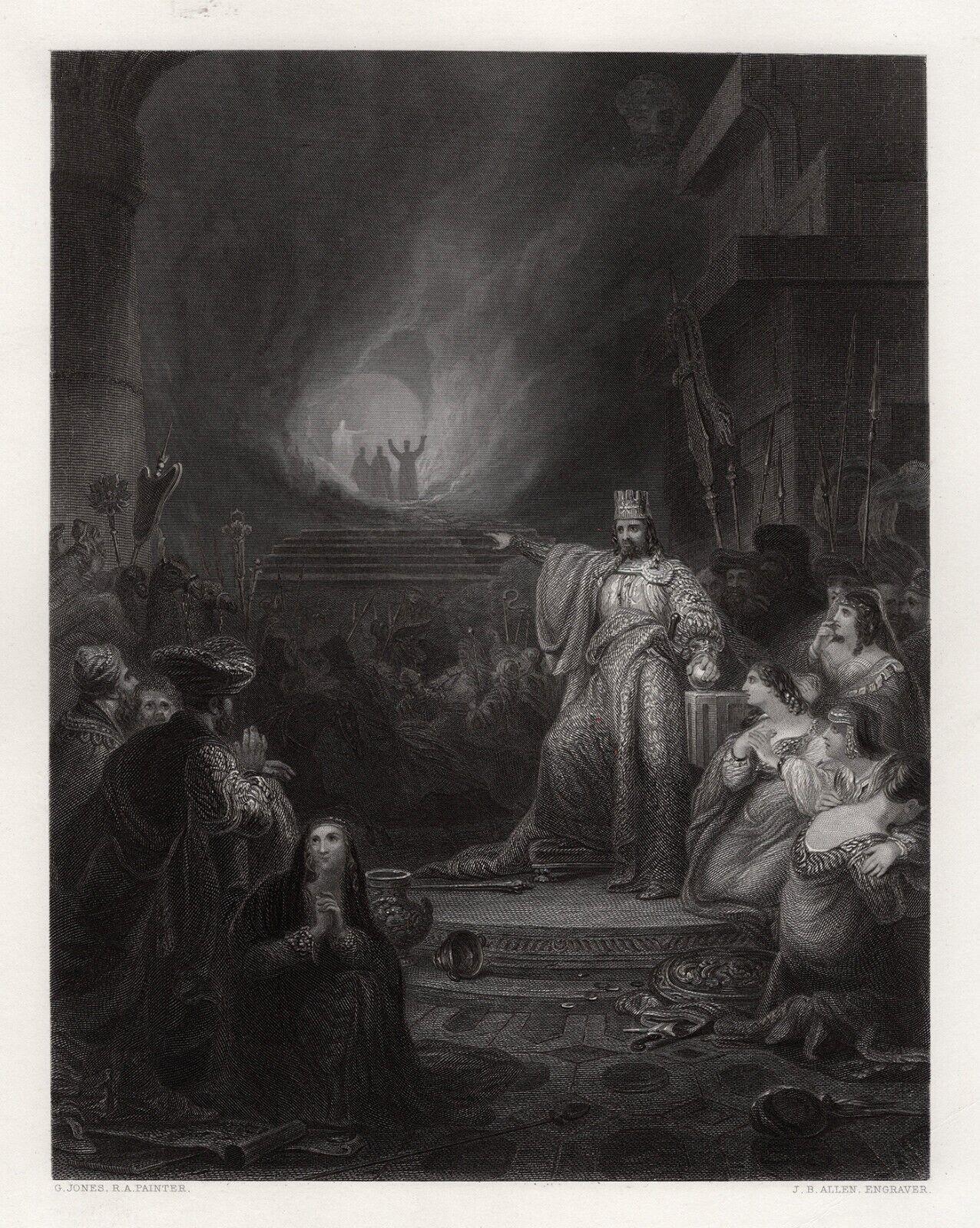 Lot - GEORGE JONES 1800s Antique Engraving THE FIERY FURNACE SIGNED Framed