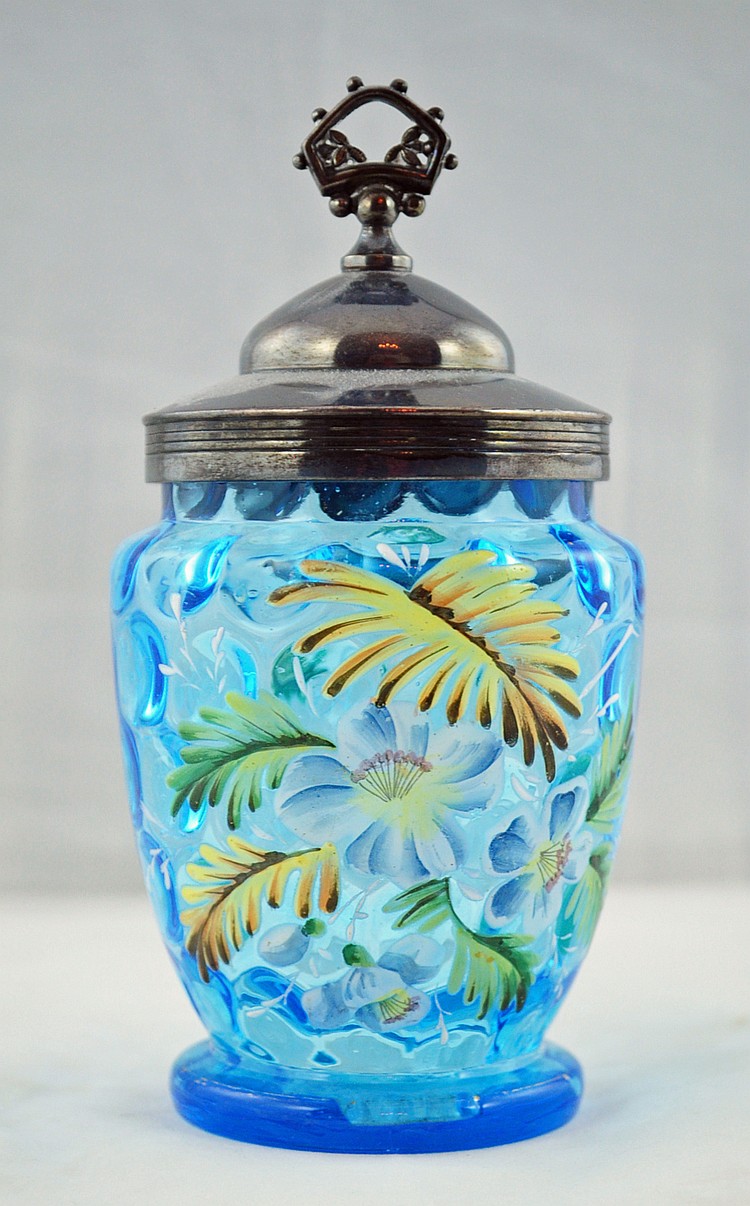 Victorian Blue Coin Spot Pickle Caster