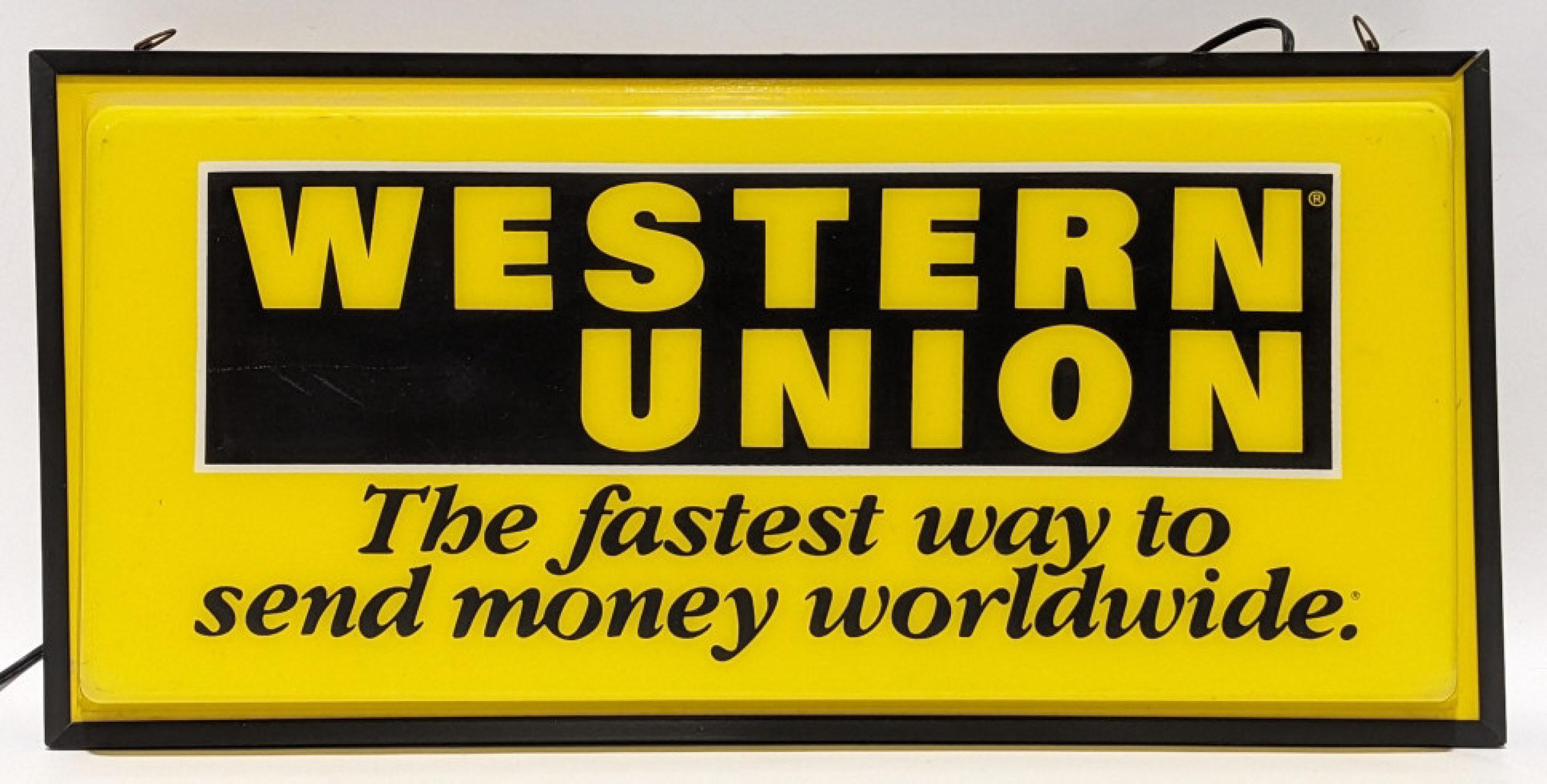 At Auction: Vintage DS Western Union Lighted Adv. Sign
