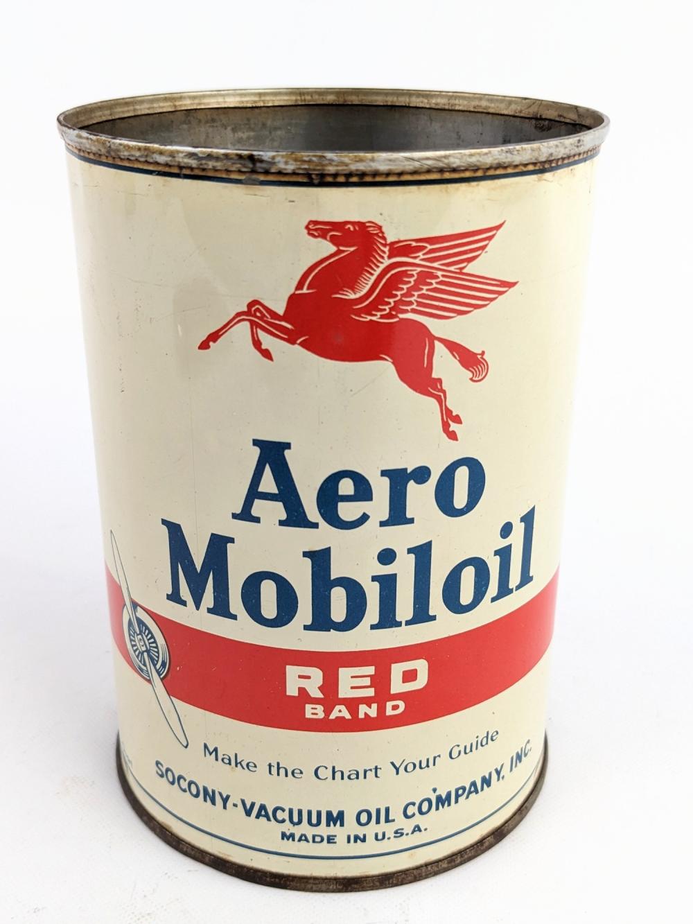 Sold at Auction: Vintage Aero Mobiloil Red Band Aircraft Oil One Quart ...