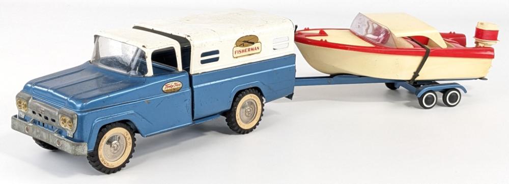 Sold at Auction: Original Tonka Fisherman Truck w/ Boat & Trailer