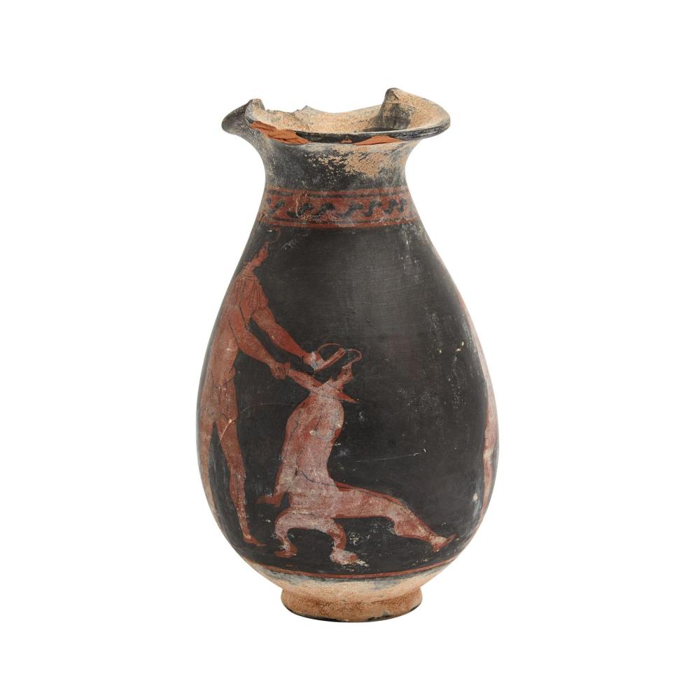 Lot - AN APULIAN RED FIGURE WINE JUG (OINOCHOE)