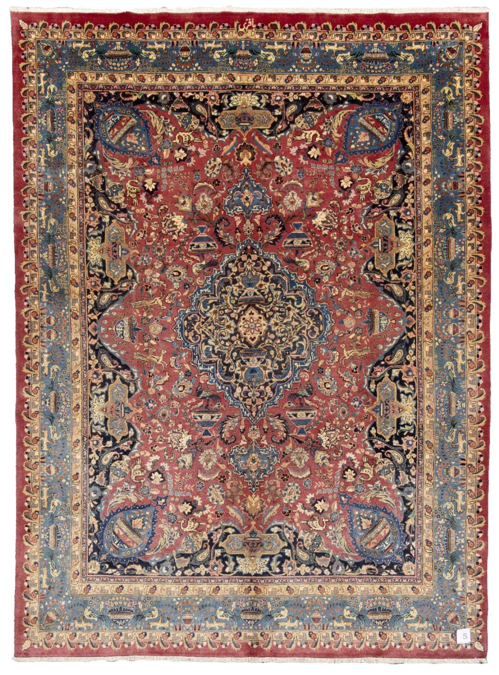 Lot - A PERSIAN ARCHAEOLOGY TREASURE DESIGN KASHMAR CARPET, CIRCA 1970'S.