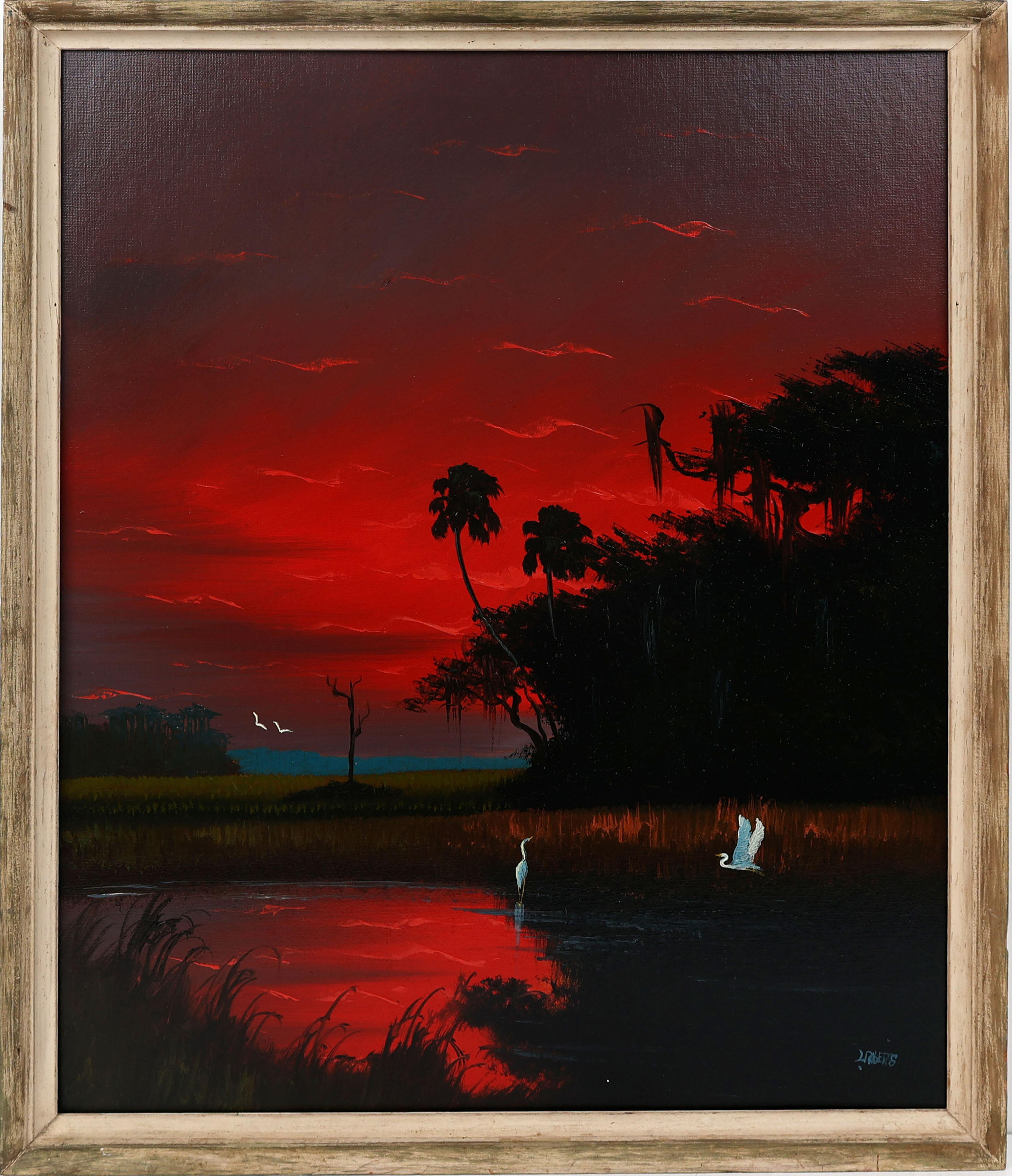 Lot - LIVINGSTON ROBERTS FLORIDA ARTIST RUBY FIRE SKY