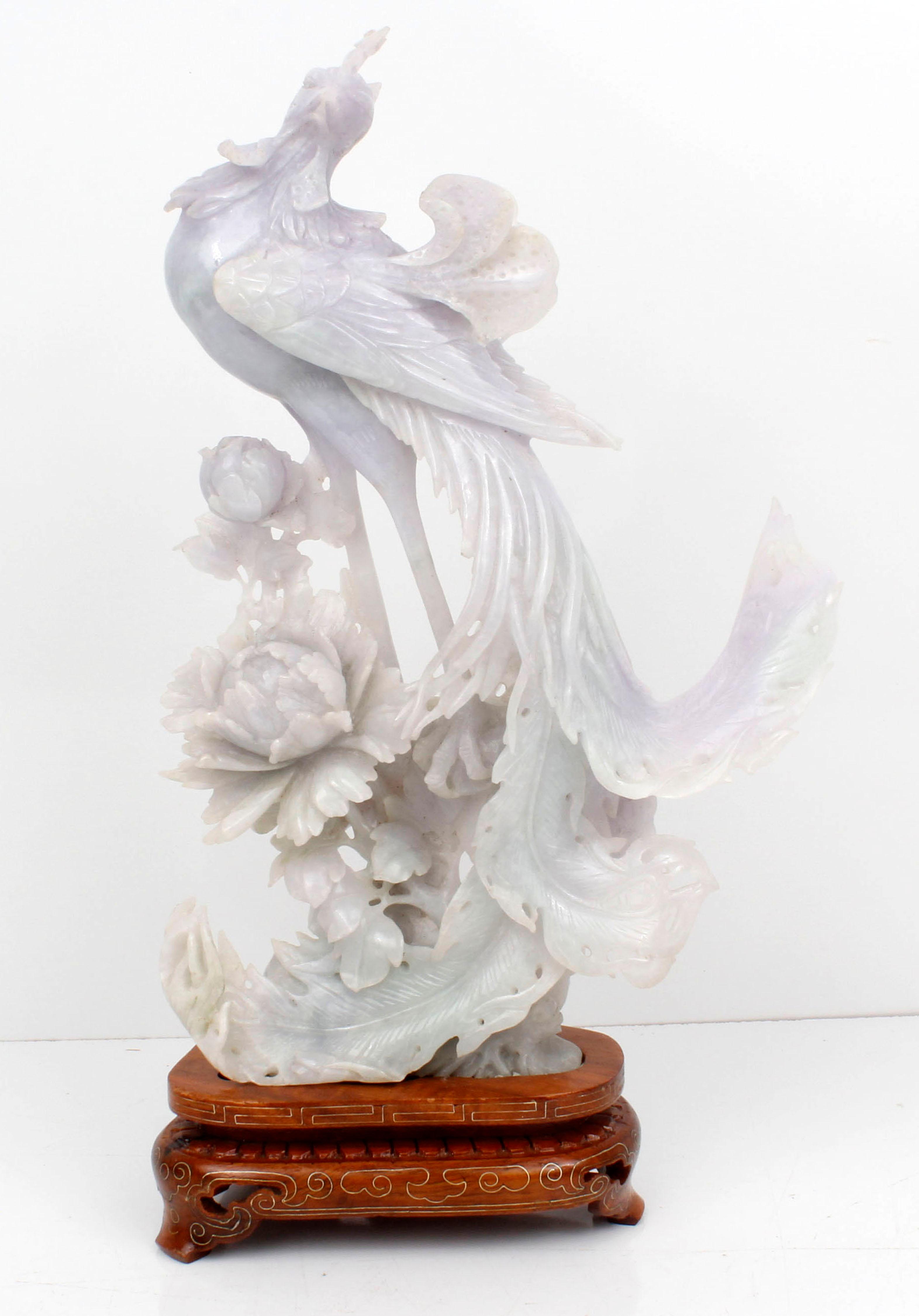 Lot - WHITE AND LAVENDER JADE PHOENIX