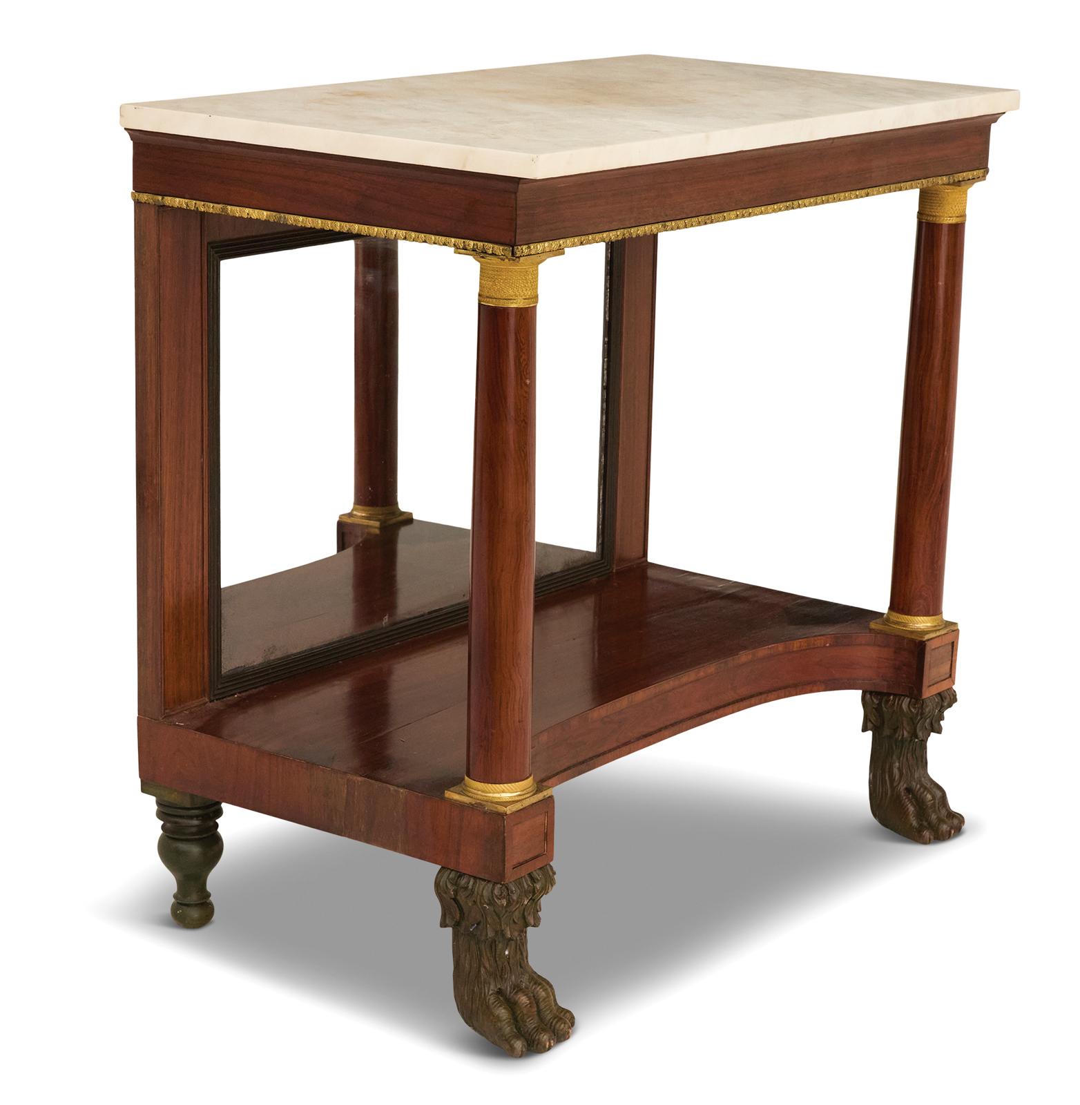 Lot - Classical Rosewood Marble-Top Pier Table