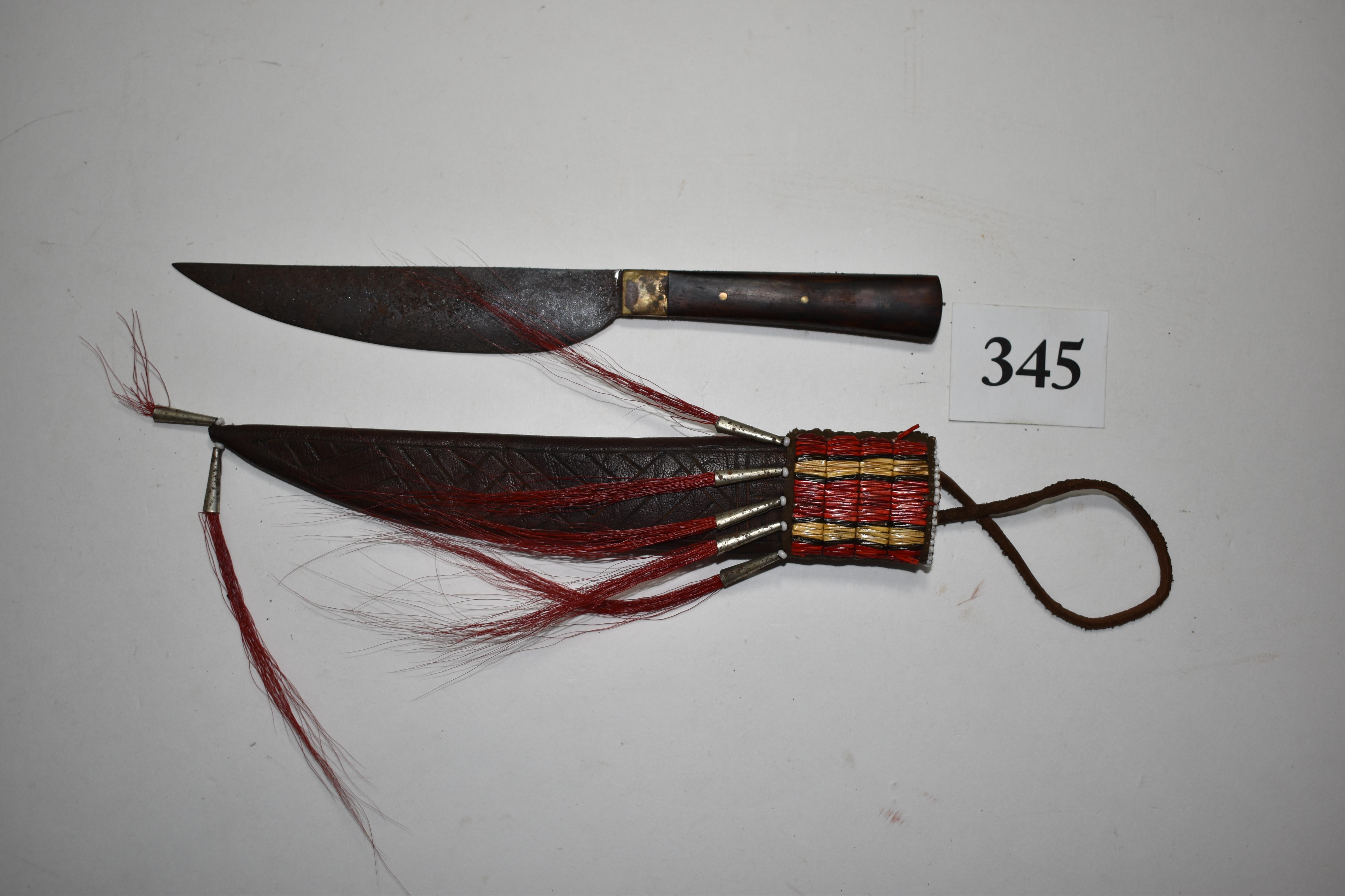 Lot - Quilled Neck Knife Sheath
