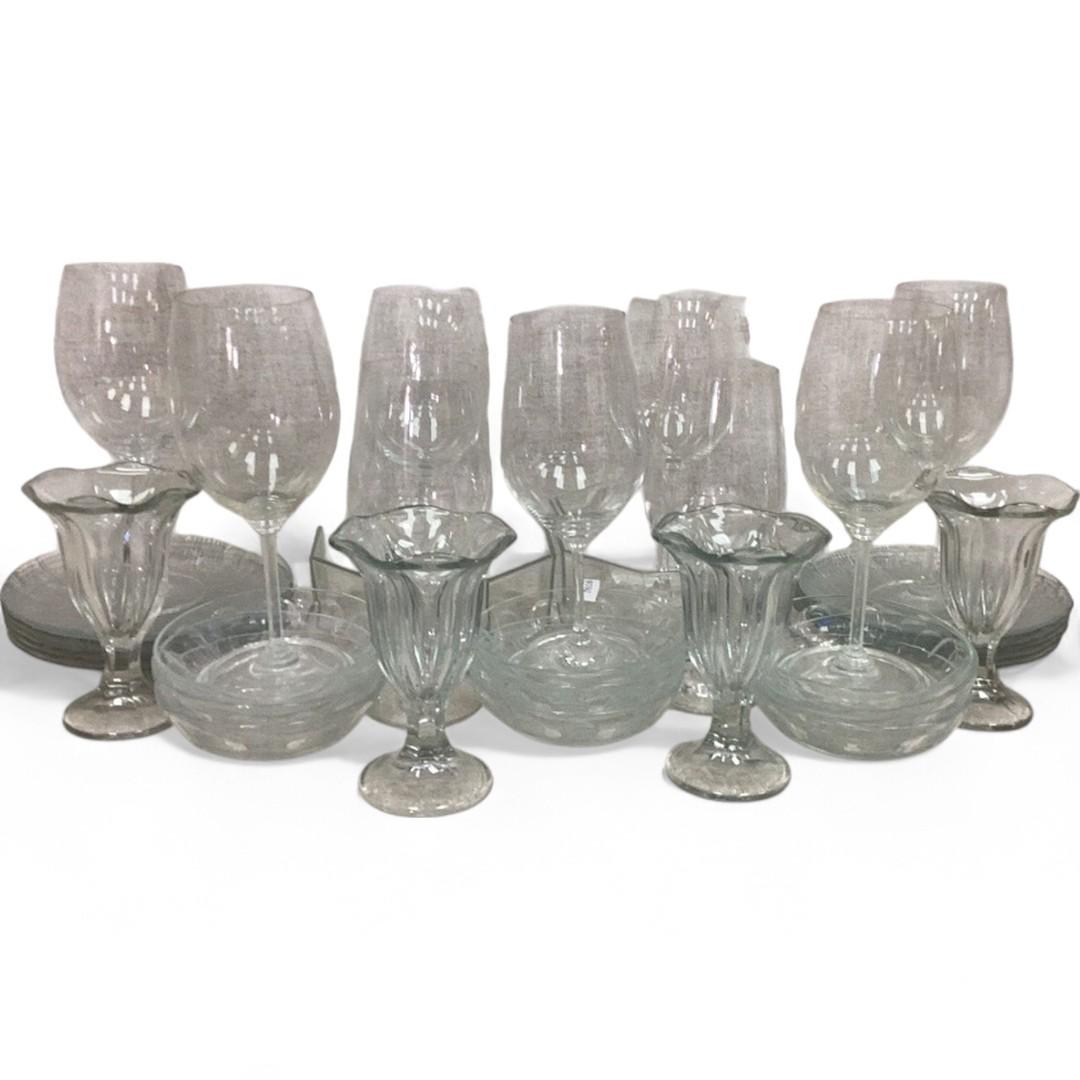 Lot - Glassware Set Including Wine Glasses, Dessert Glas