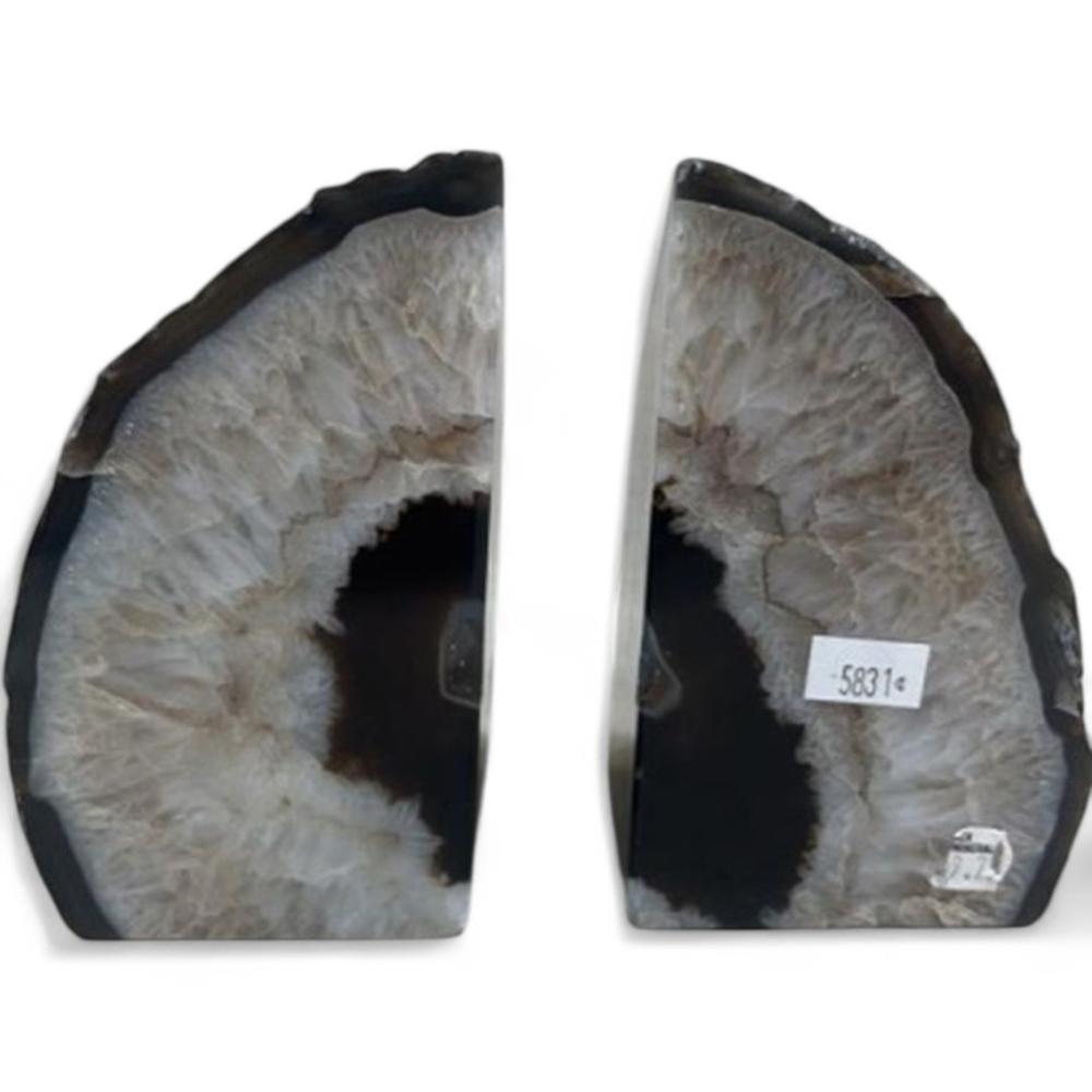 Lot - Polished Agate Bookends with Natural Stone Backing