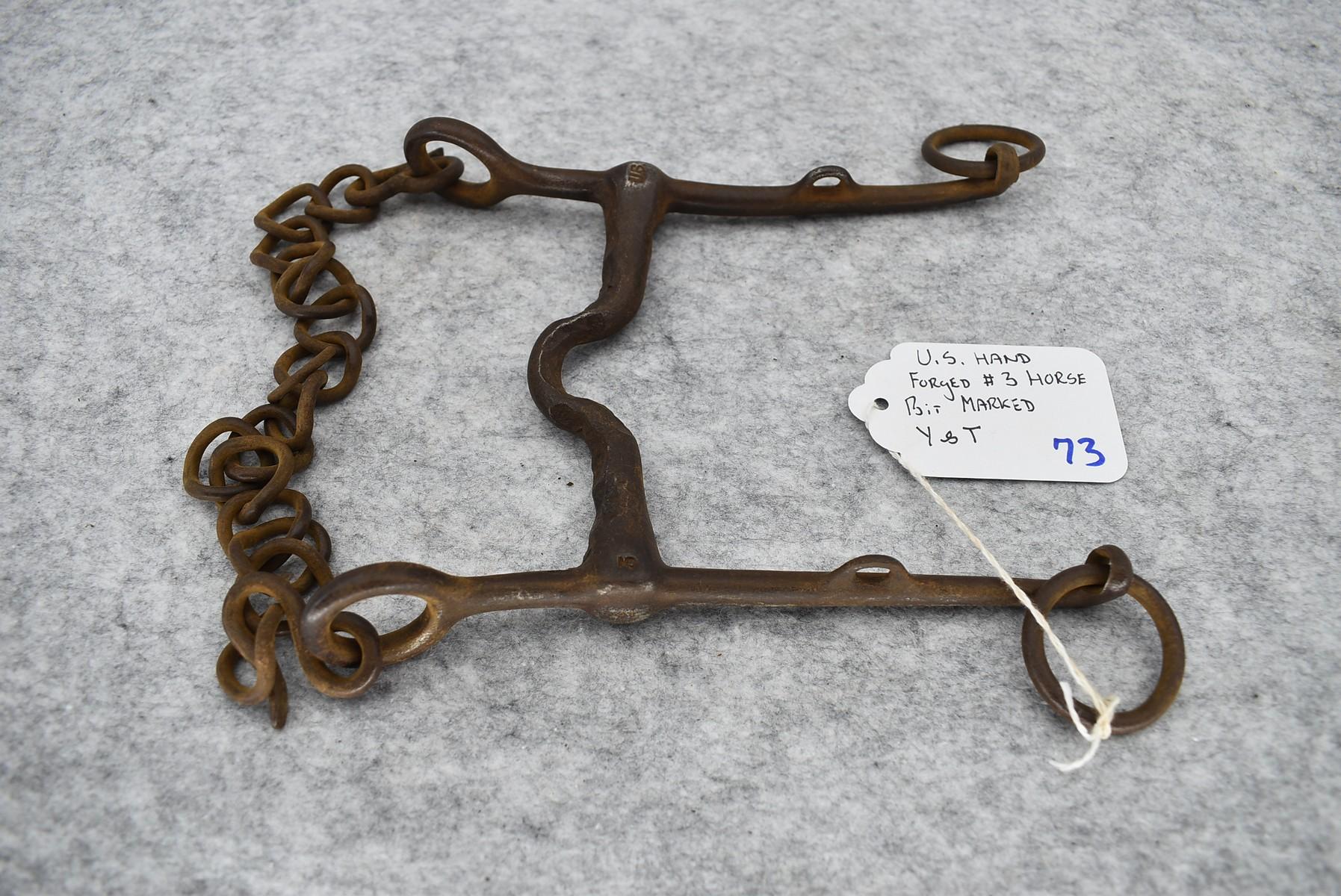At Auction: U.S. Hand Forged Horse Bit – Marked “3” & “Y&T”