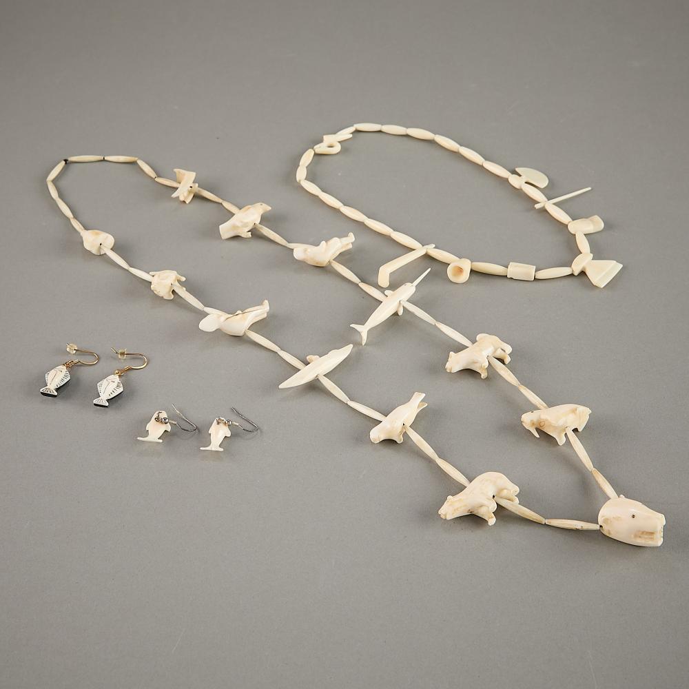 Lot - 4 Pieces Inuit Carved Figural Jewelry