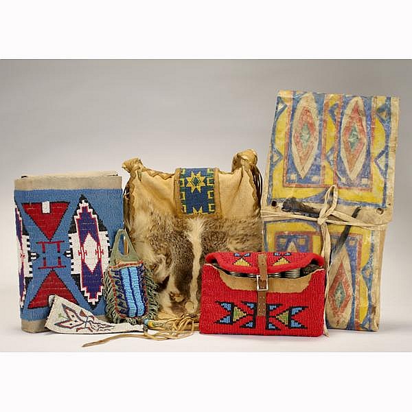 Lot - Group of Native American Indian beaded and decorated items