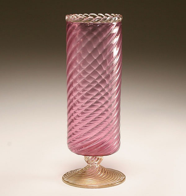 Lot - Murano art glass vase of cylindrical form;