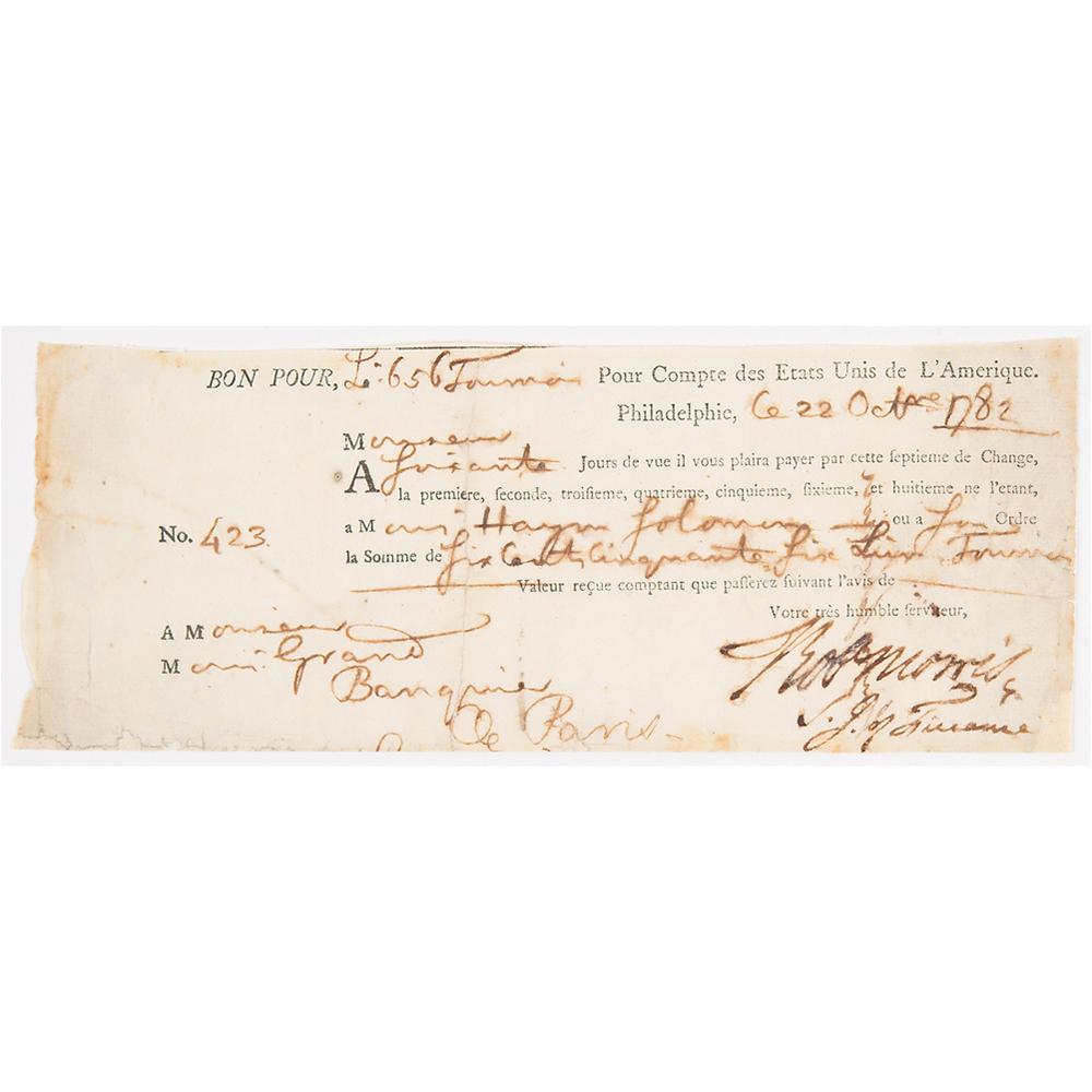 At Auction: Haym Salomon and Robert Morris Signed Bill of Exchange for ...