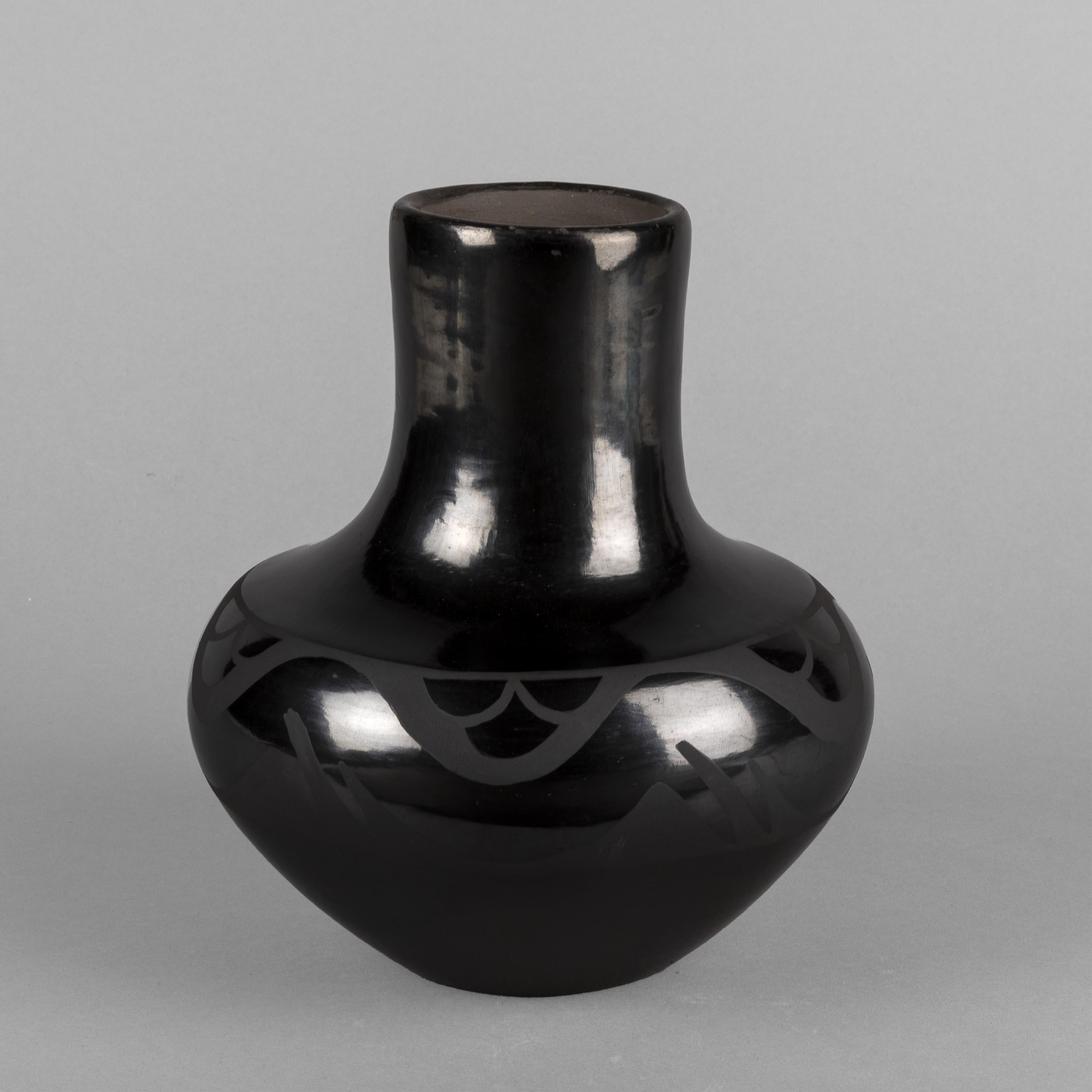 Lot - Santana + Adam Martinez, Black on Black Shouldered Vase with ...