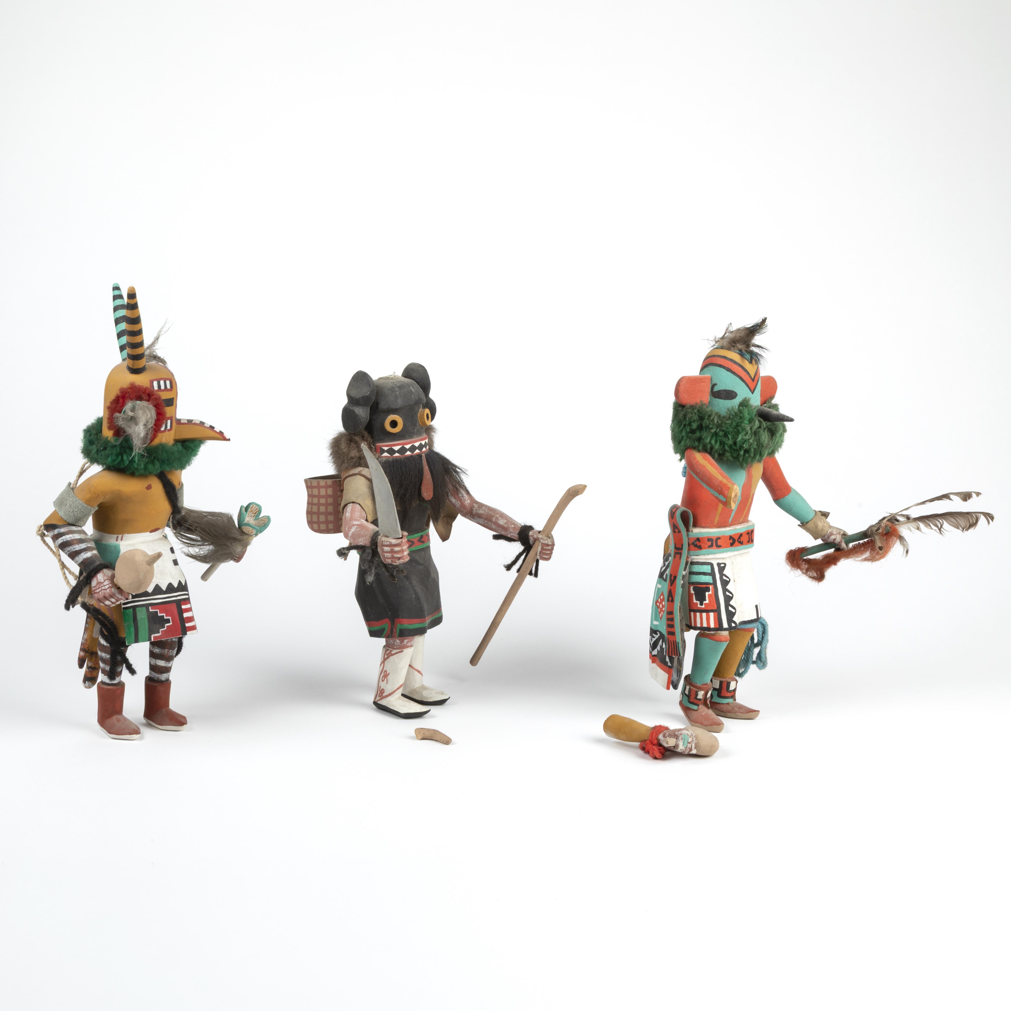 Lot - Hopi, Group of Three Katsinam: Cicada + Hummingbird + Ogre Woman