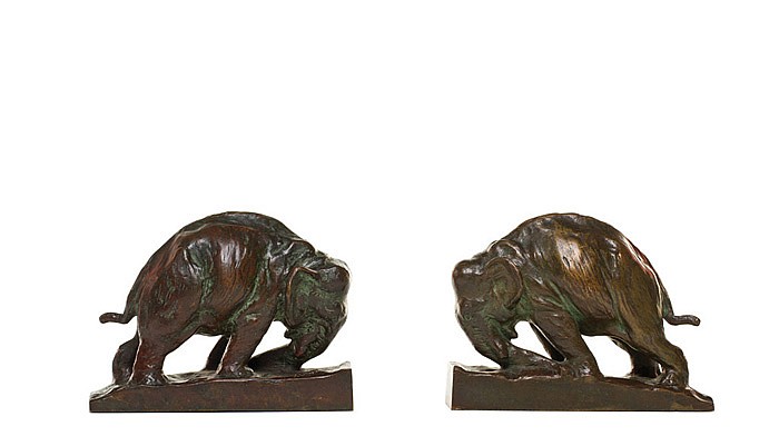 Lot - MAHONRI YOUNG, American (1877-1957), Elephant: A Pair of Bookends ...