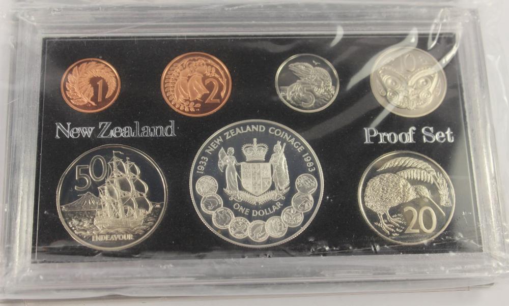 Lot - New Zealand 1983 Proof Set, FDC (7 Coins)