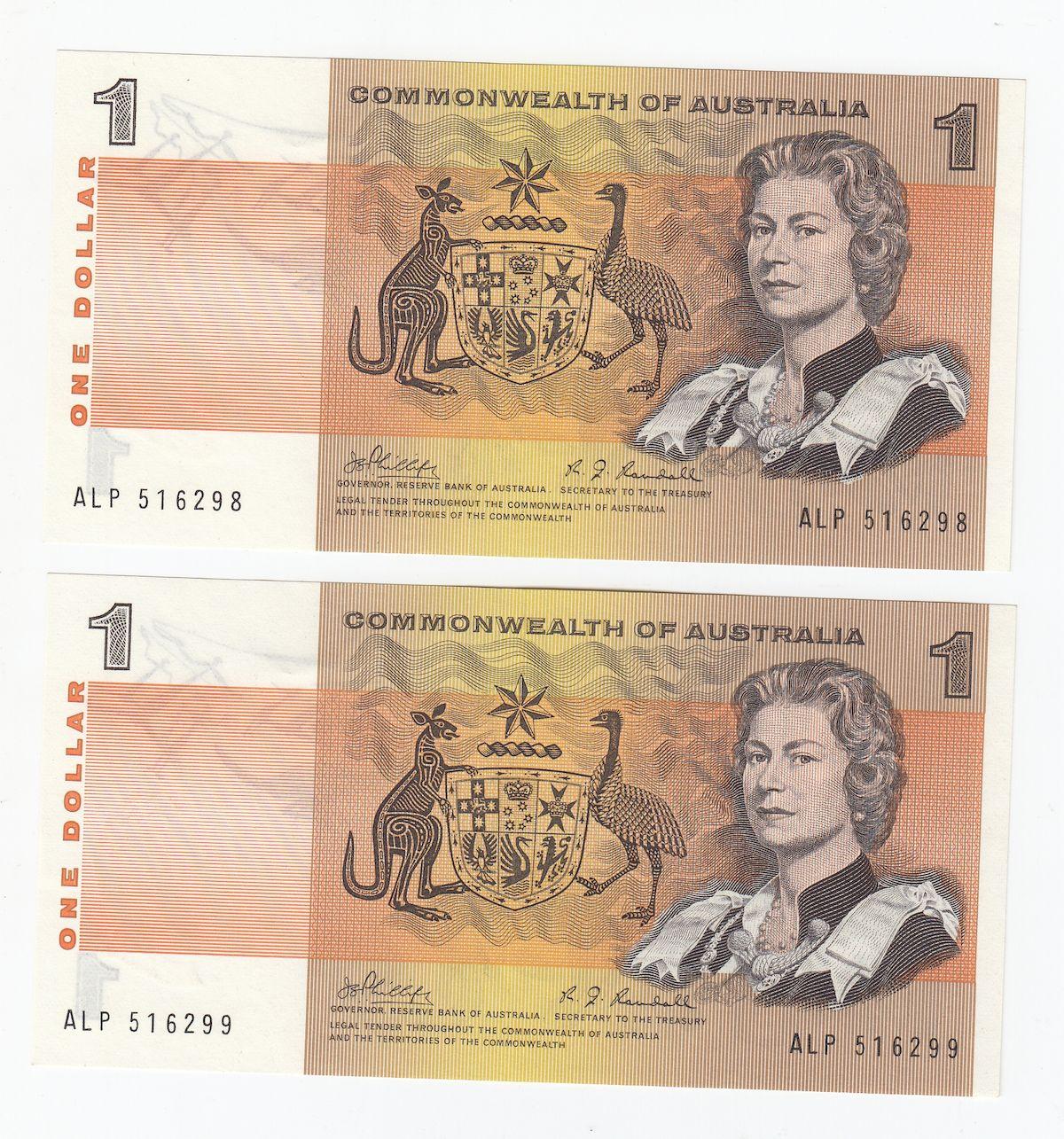 Lot - Australia 'Phillips - Randall' $1 (1969), virtually Uncirculated ...