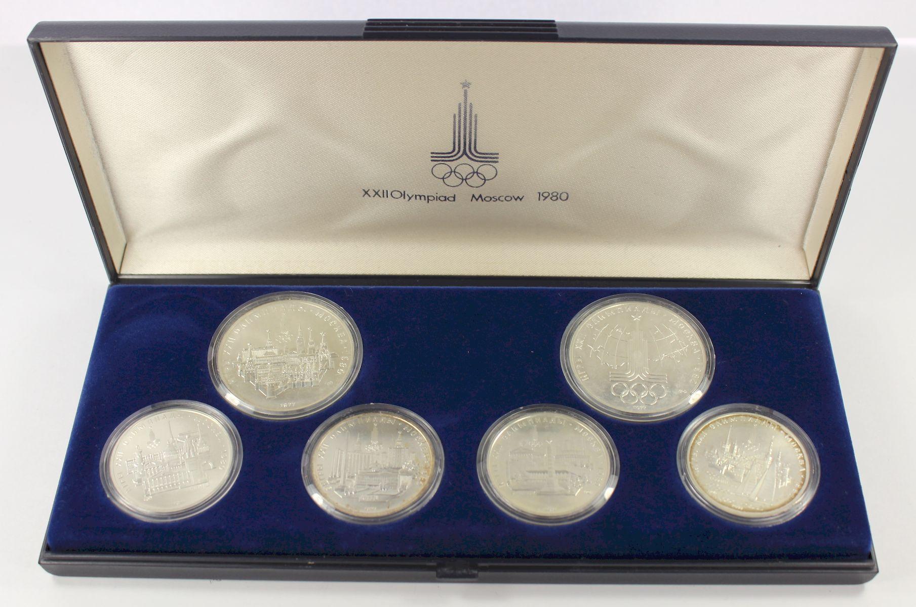 Lot - Russia 1980 Silver (900) Coin Set, Uncirculated (6 Coins)