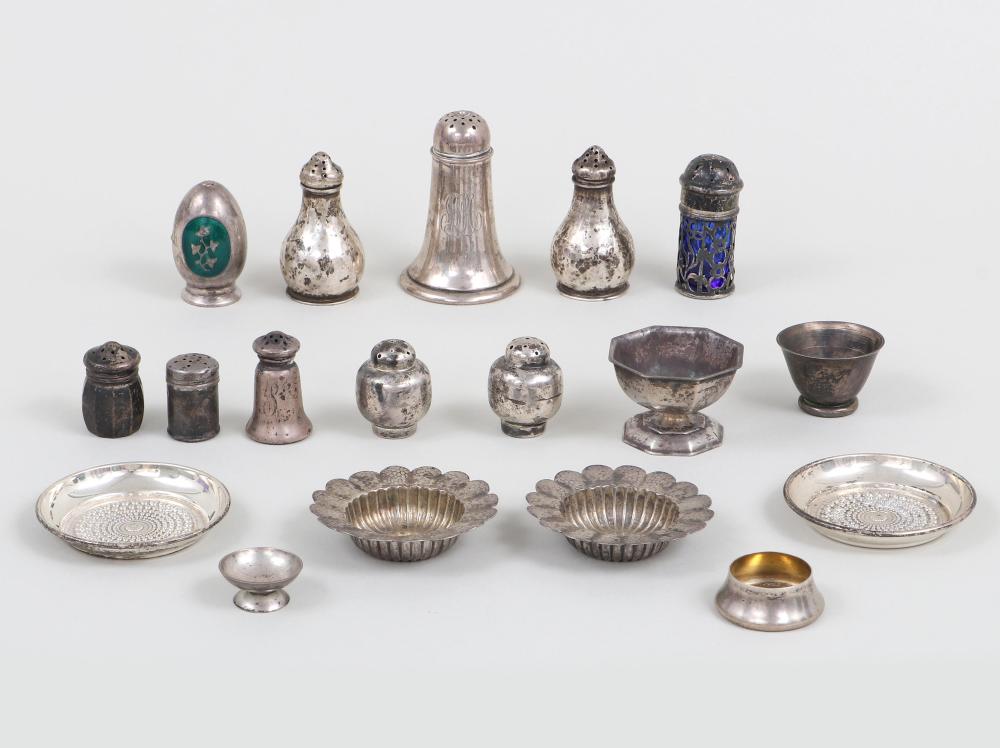 Lot - Group of (18) Silver Salt and Pepper Items