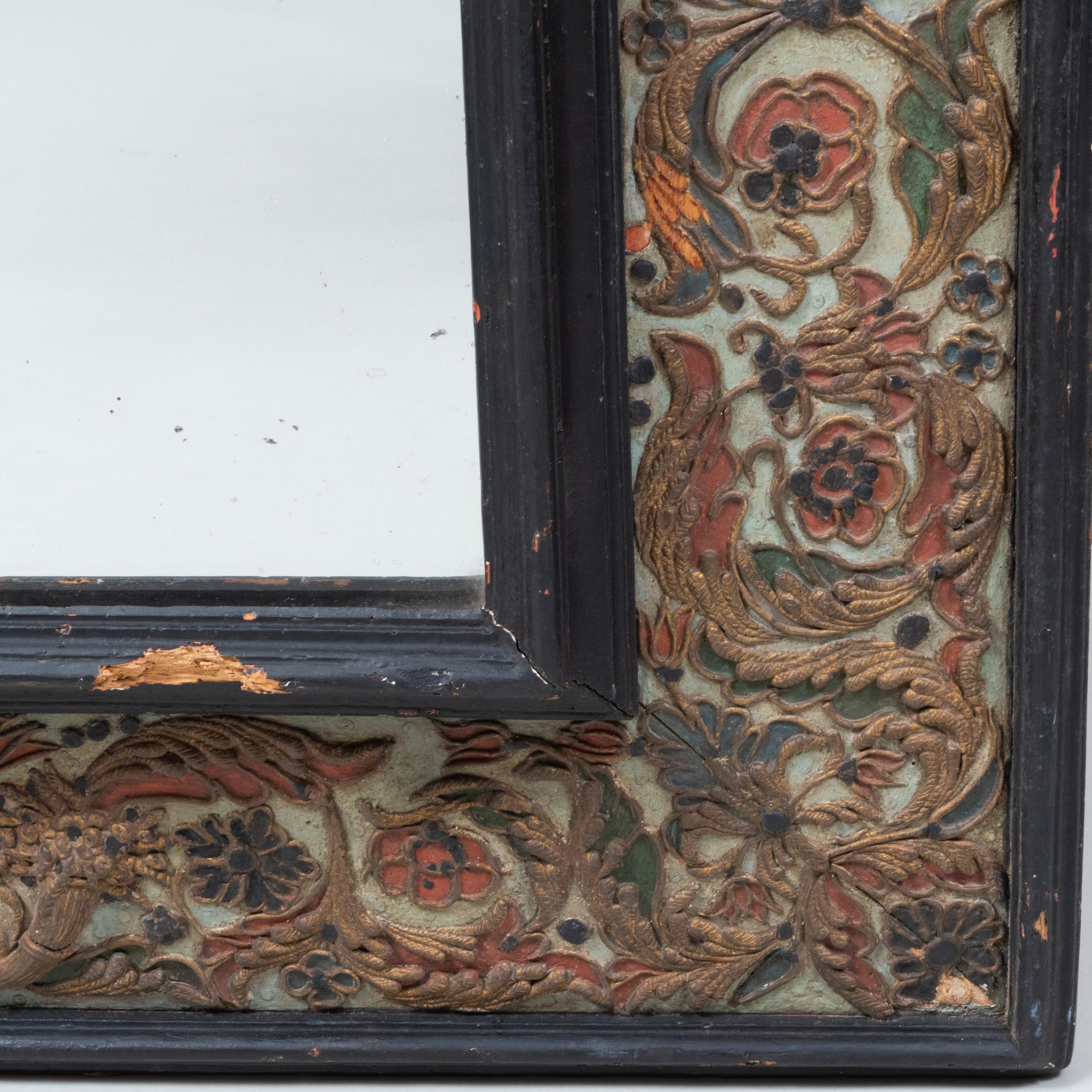 Sold Price: North European Baroque Ebonized Mirror with Polychrome ...