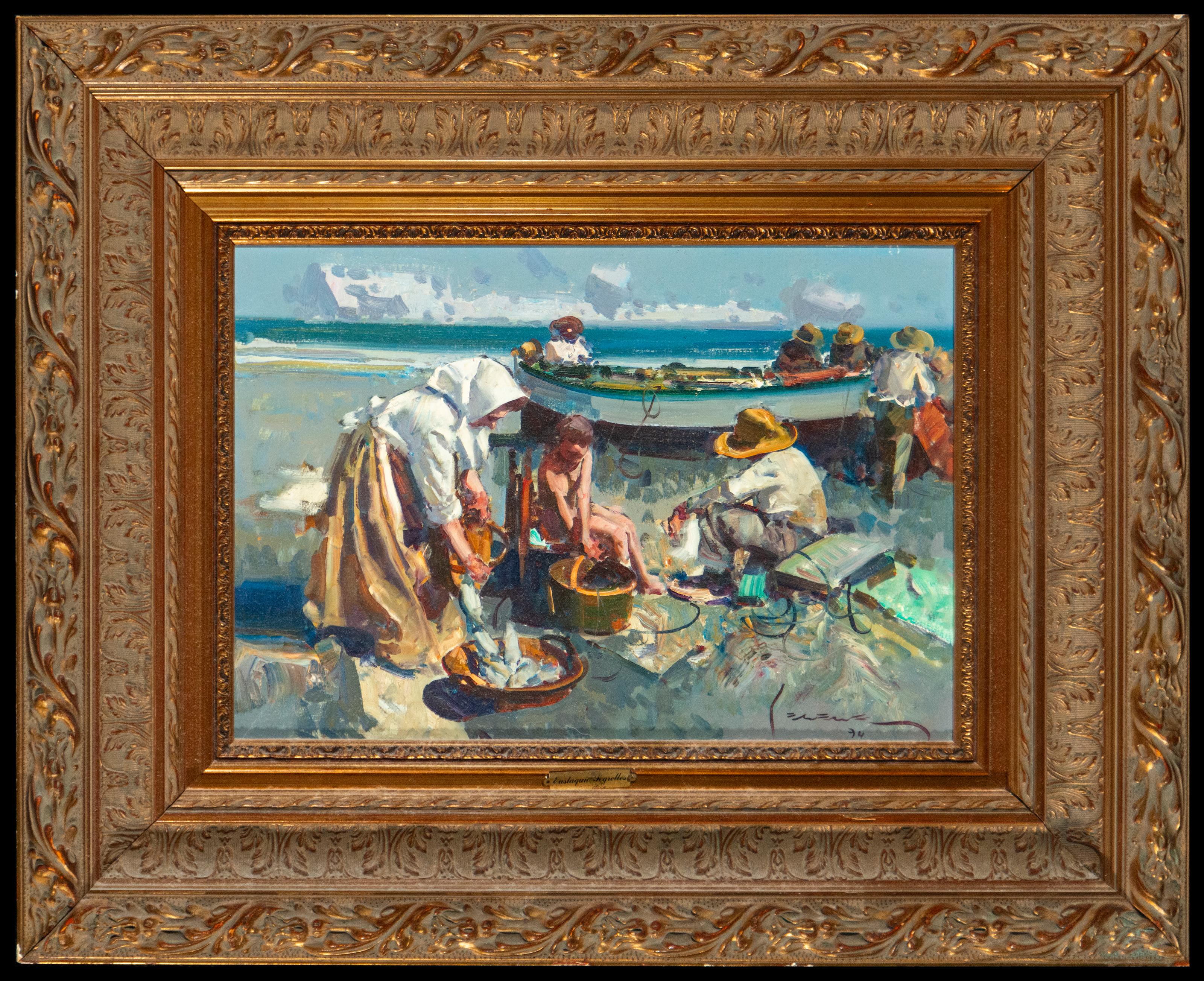 At Auction: EUSTAQUIO SEGRELLES (1936) - Fisherwomen on the beach of ...