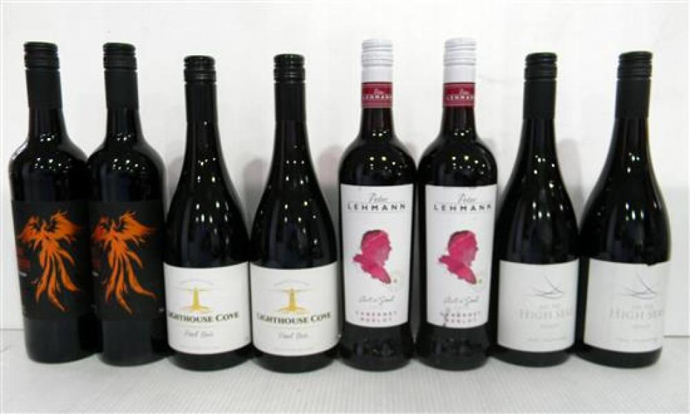 Lot - Eight Assorted Australian & NZ Red Wines 750ml,