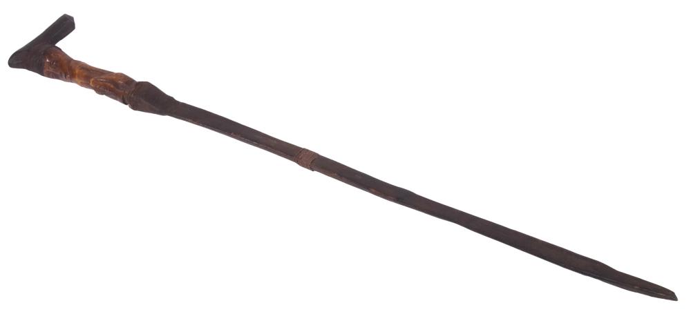 Lot - AFRICAN CEREMONIAL SWORD FORM WALKING STICK
