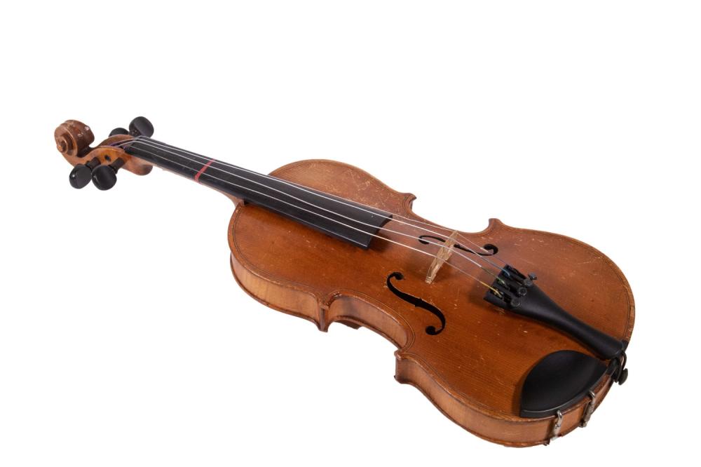 Lot - CHILD-SIZED GERMAN VIOLIN IN HARD CASE WITH BOW