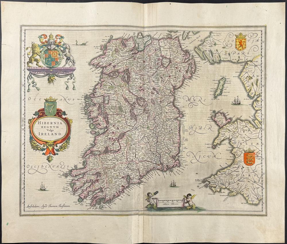 At Auction: Jan Jansson, Jansson & Hondius, pub. 1656 - Map of Ireland