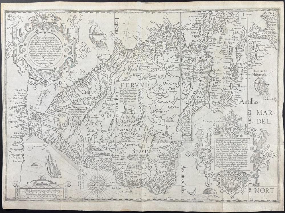 Sold at Auction: Jan Huygen van Linschoten, Linschoten - Map of South ...