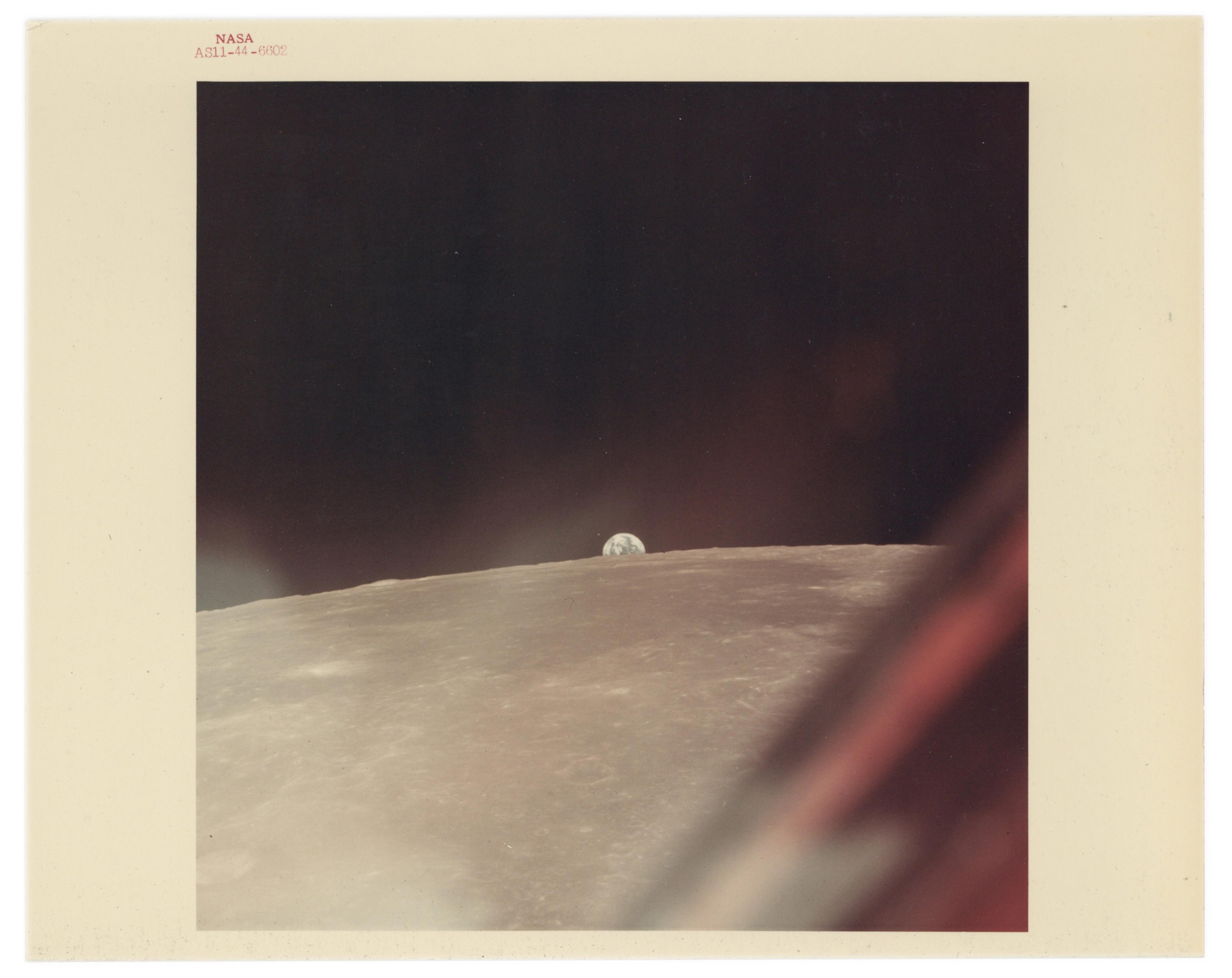 Lot - Apollo 11 Series of 3 Earthrise NASA Red Number Photos
