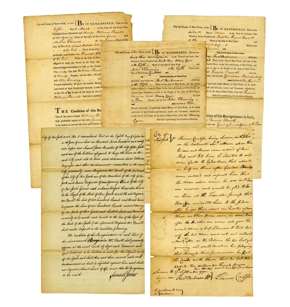Lot - Five 1790s New York Legal Documents