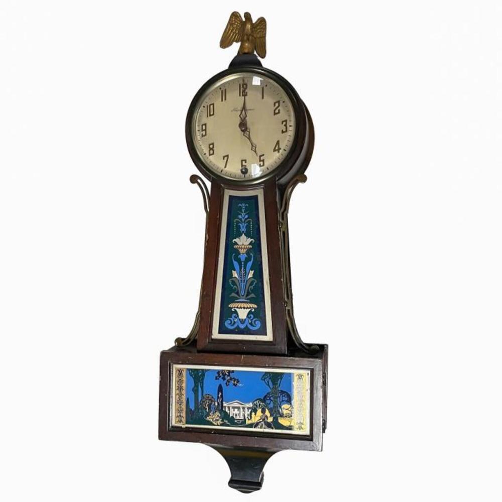 Lot - Antique Banjo Style Wood Wall Clock