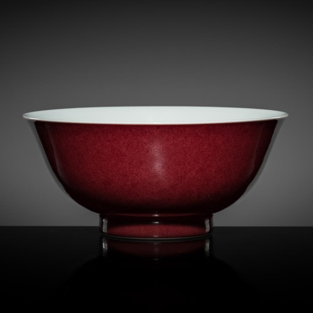 At Auction: A LARGE COPPER-RED GLAZED PORCELAIN BOWL, YONGZHENG MARK ...